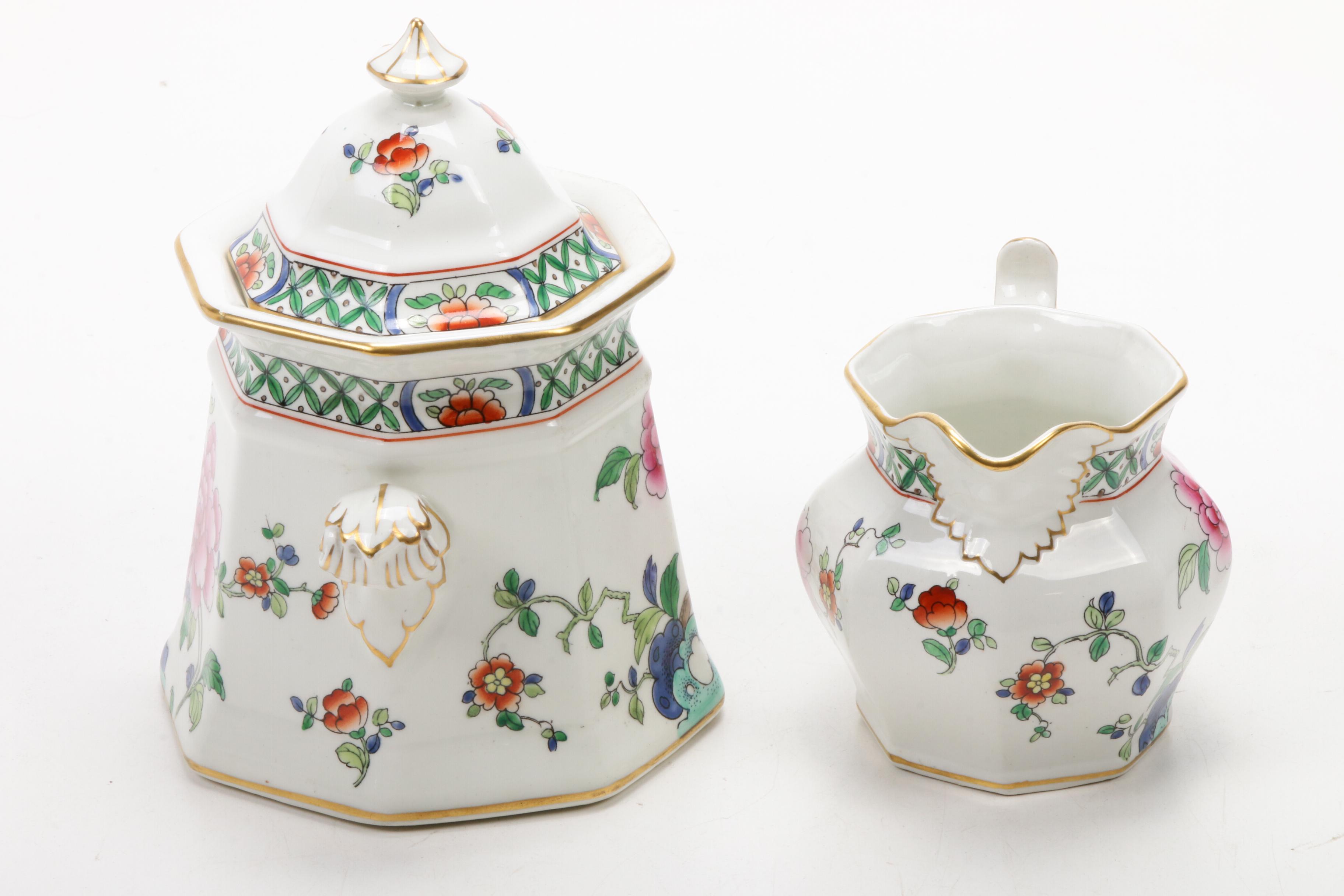 F. Winkle & Co. Whieldon Ware "Canton" Porcelain Creamer and Sugar | EBTH