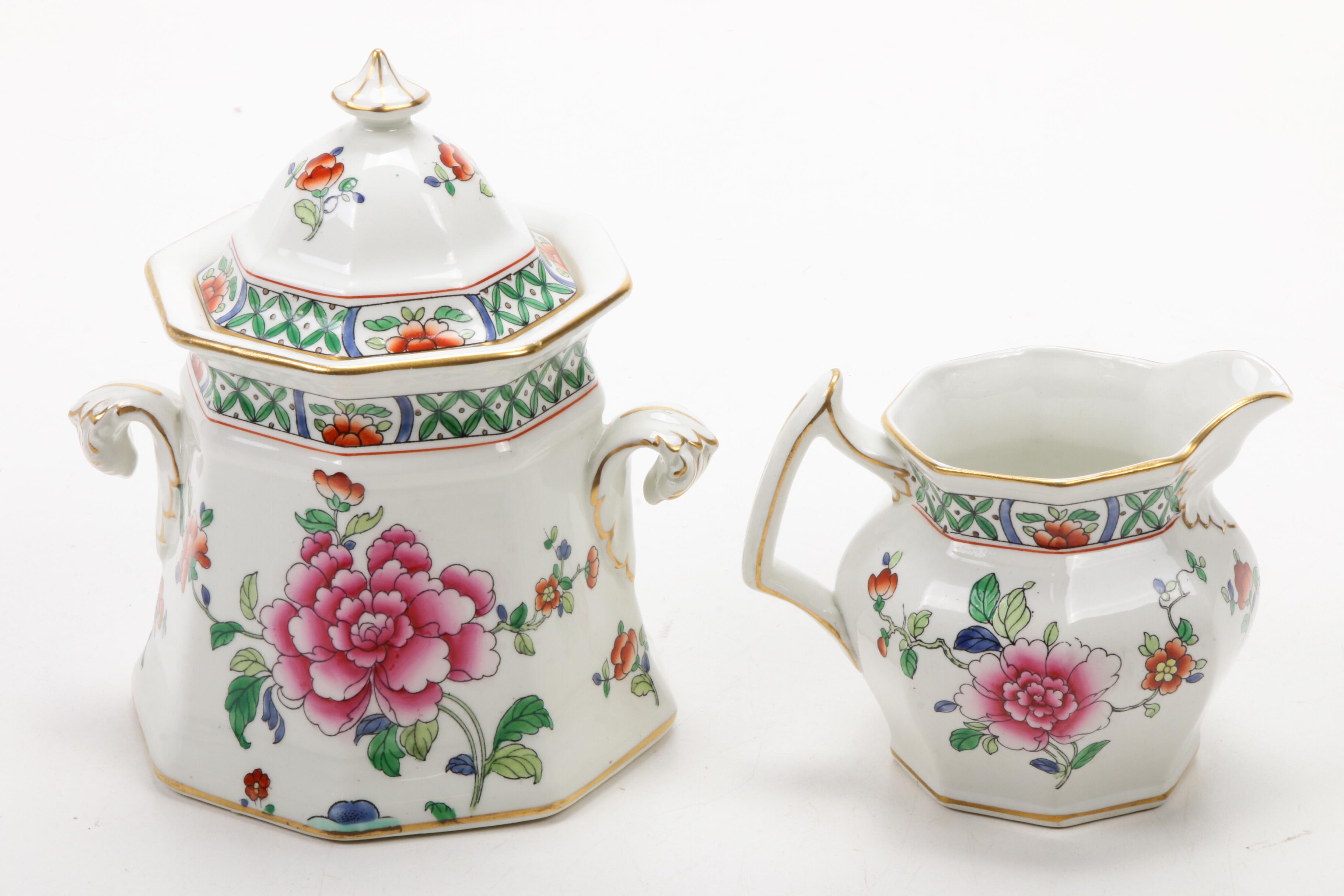 F. Winkle & Co. Whieldon Ware "Canton" Porcelain Creamer and Sugar | EBTH
