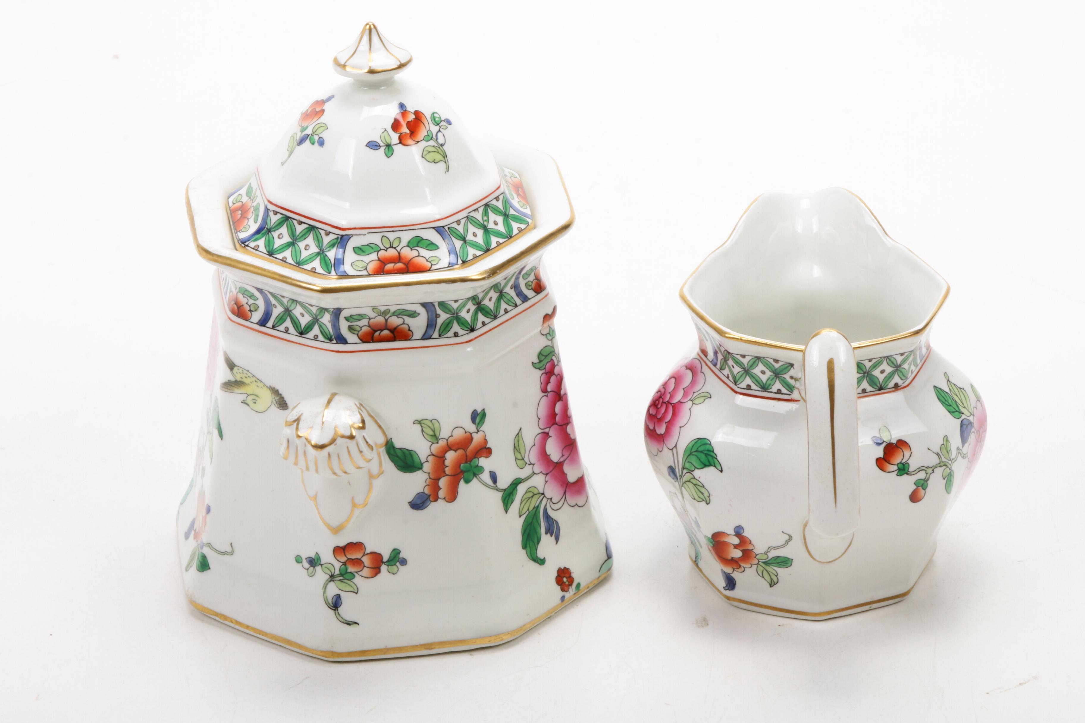 F. Winkle & Co. Whieldon Ware "Canton" Porcelain Creamer and Sugar | EBTH