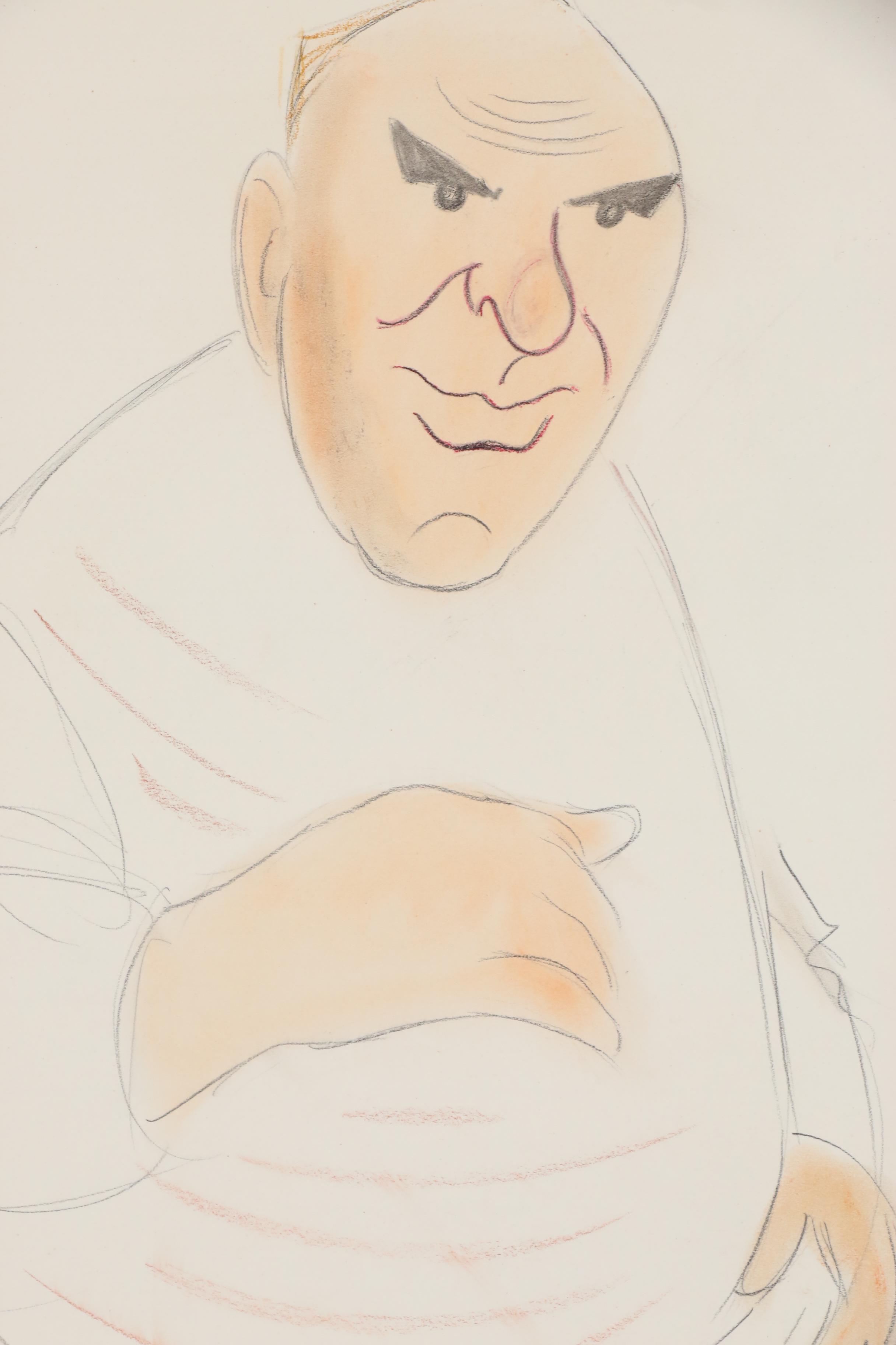 Julius Kroll Pastel Caricature Drawing, Mid-20th Century | EBTH