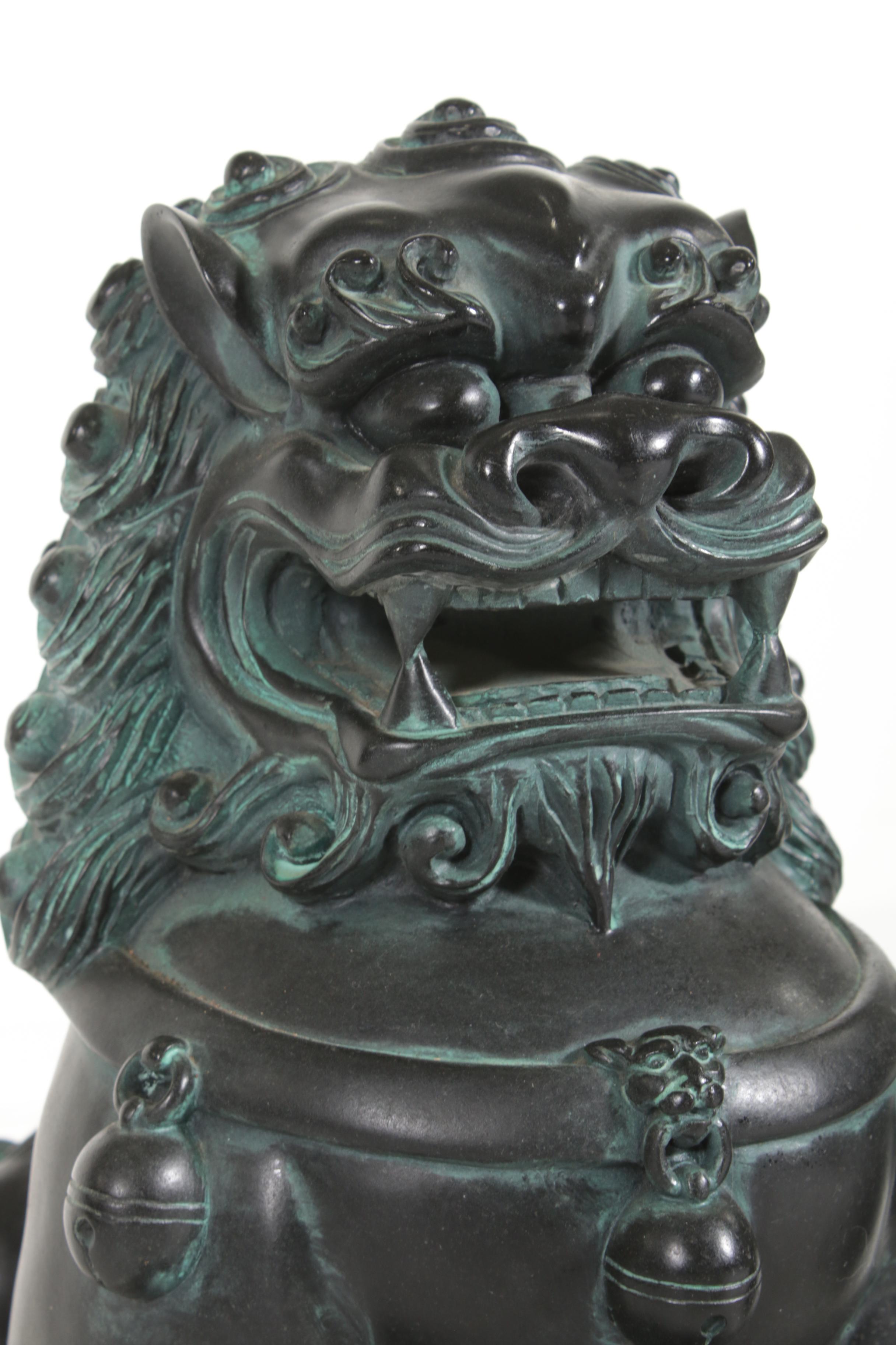 Pair of Chinese Carved Stone Guardian Lions | EBTH