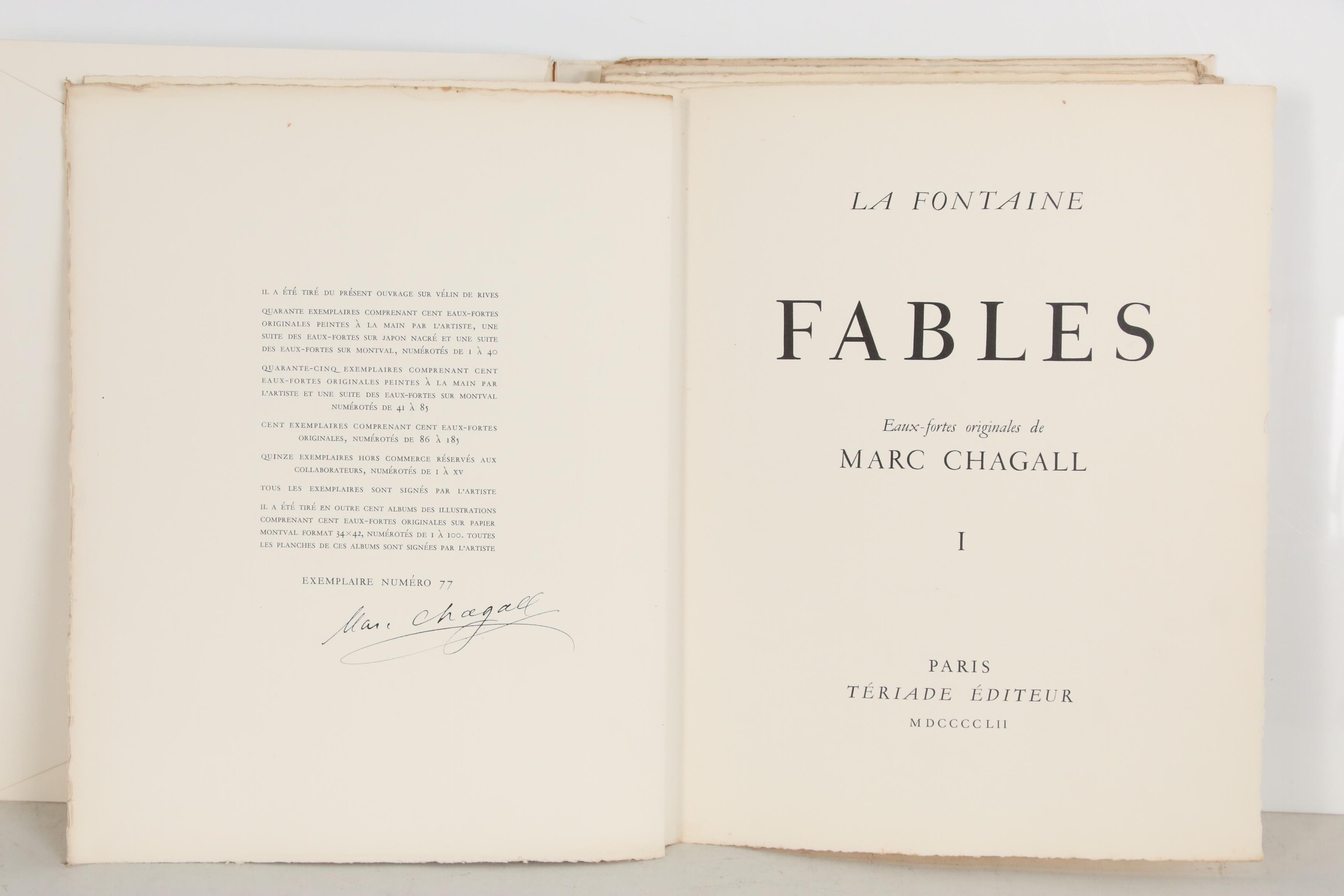 Marc Chagall Signed "Fables" by Jean de La Fontaine with Cover Etchings ...