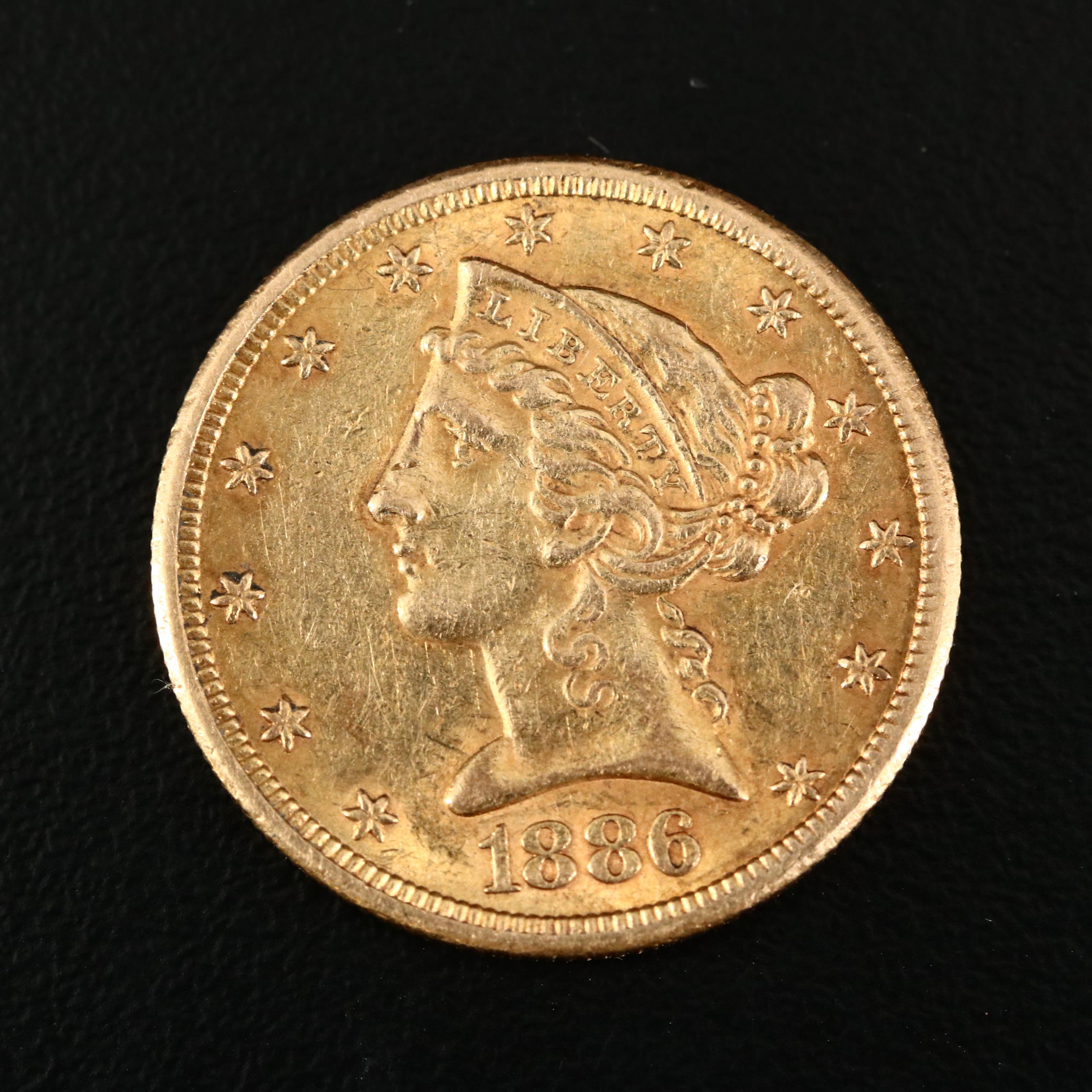1886-S Liberty Head $5 Gold Coin | EBTH
