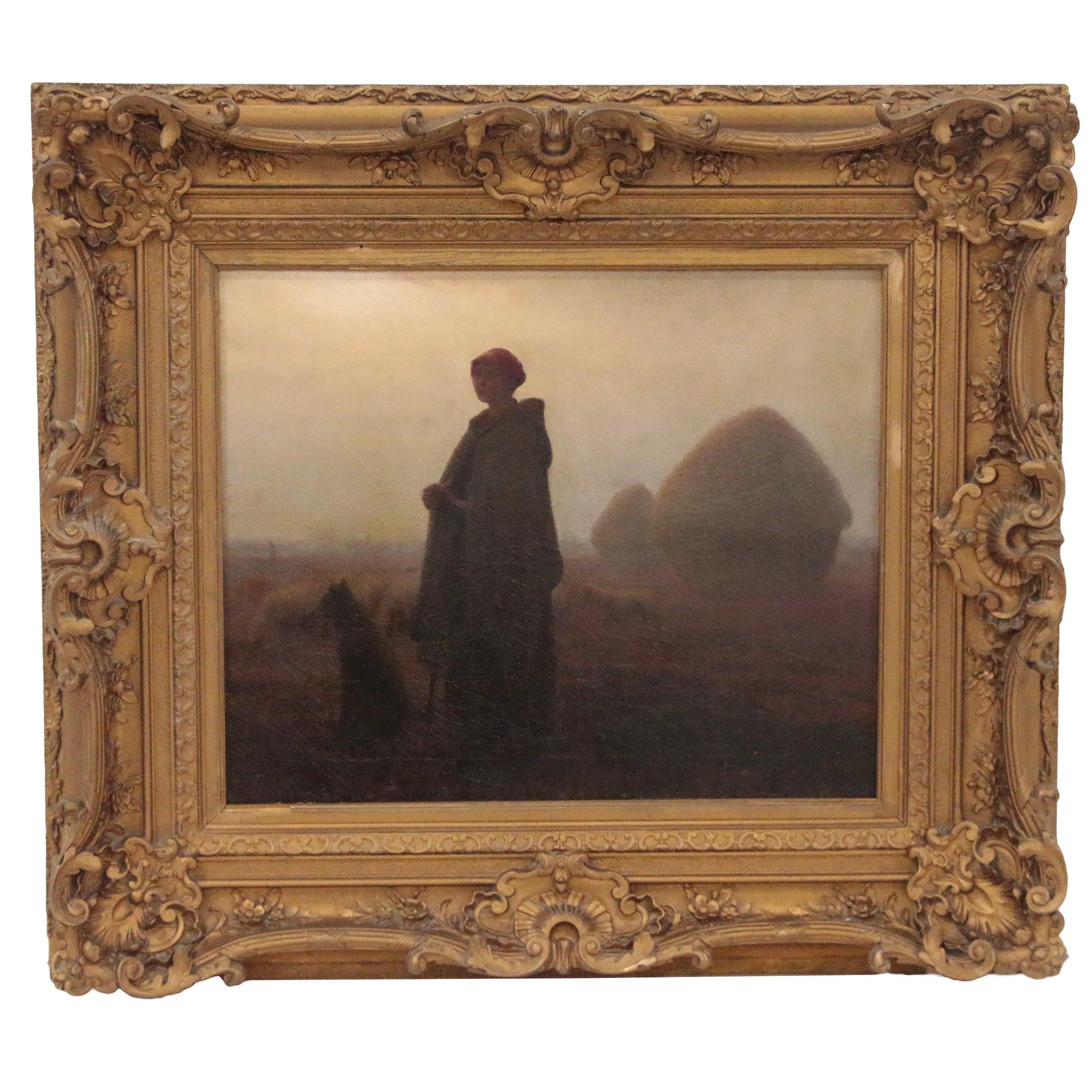 Aimé Perret Oil Painting of Shepherdess, Early 20th Century | EBTH