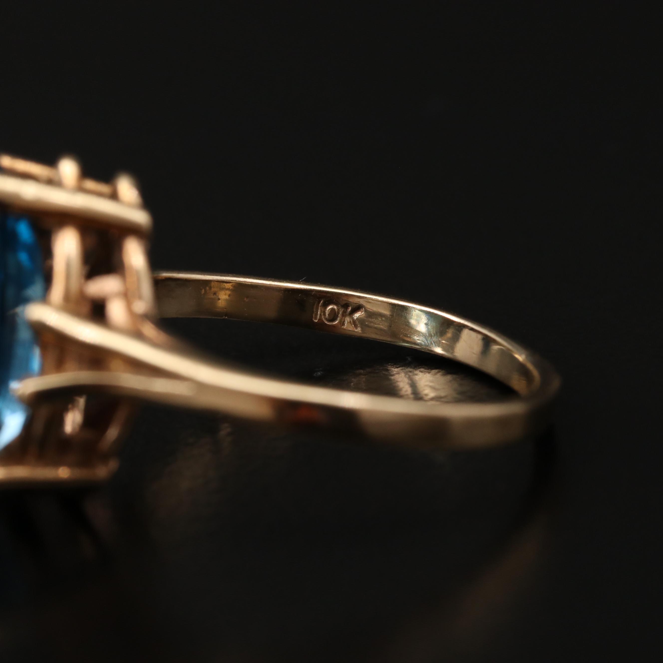 10K Yellow Gold Blue Topaz Ring | EBTH