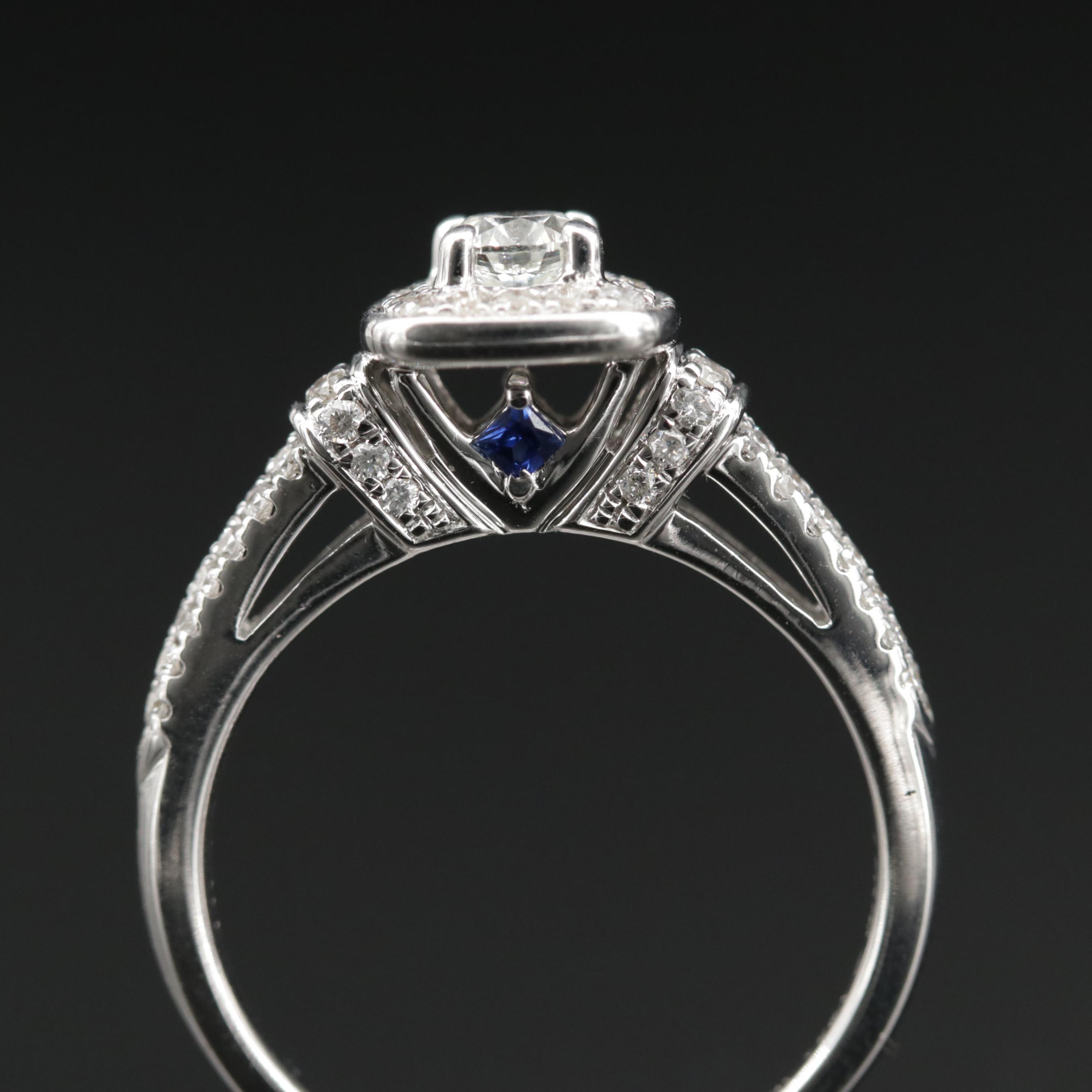 Vera Wang 14K White Gold Diamond Ring and Band Set | EBTH