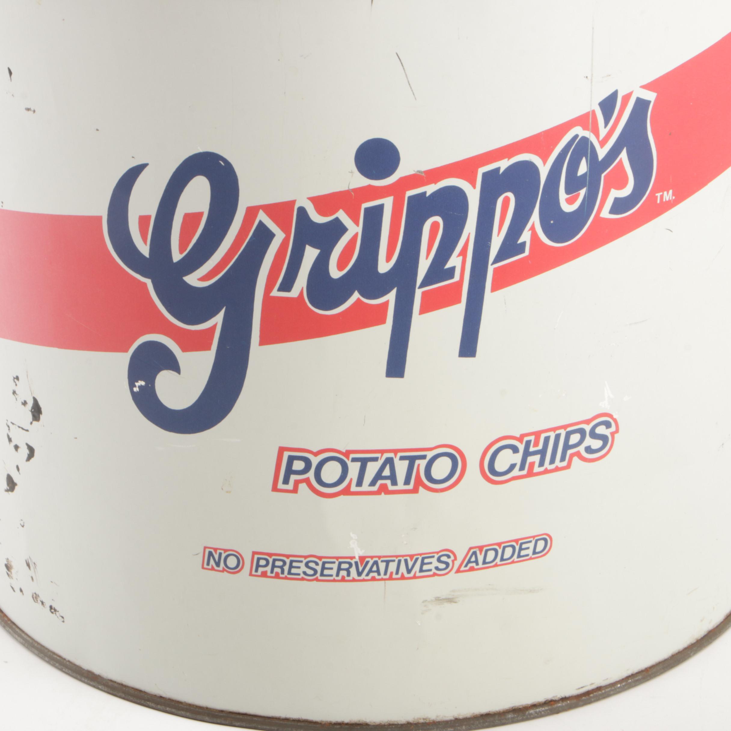 Grippo's Potato Chips 3 Lbs. Metal Can, Mid-20th Century | EBTH