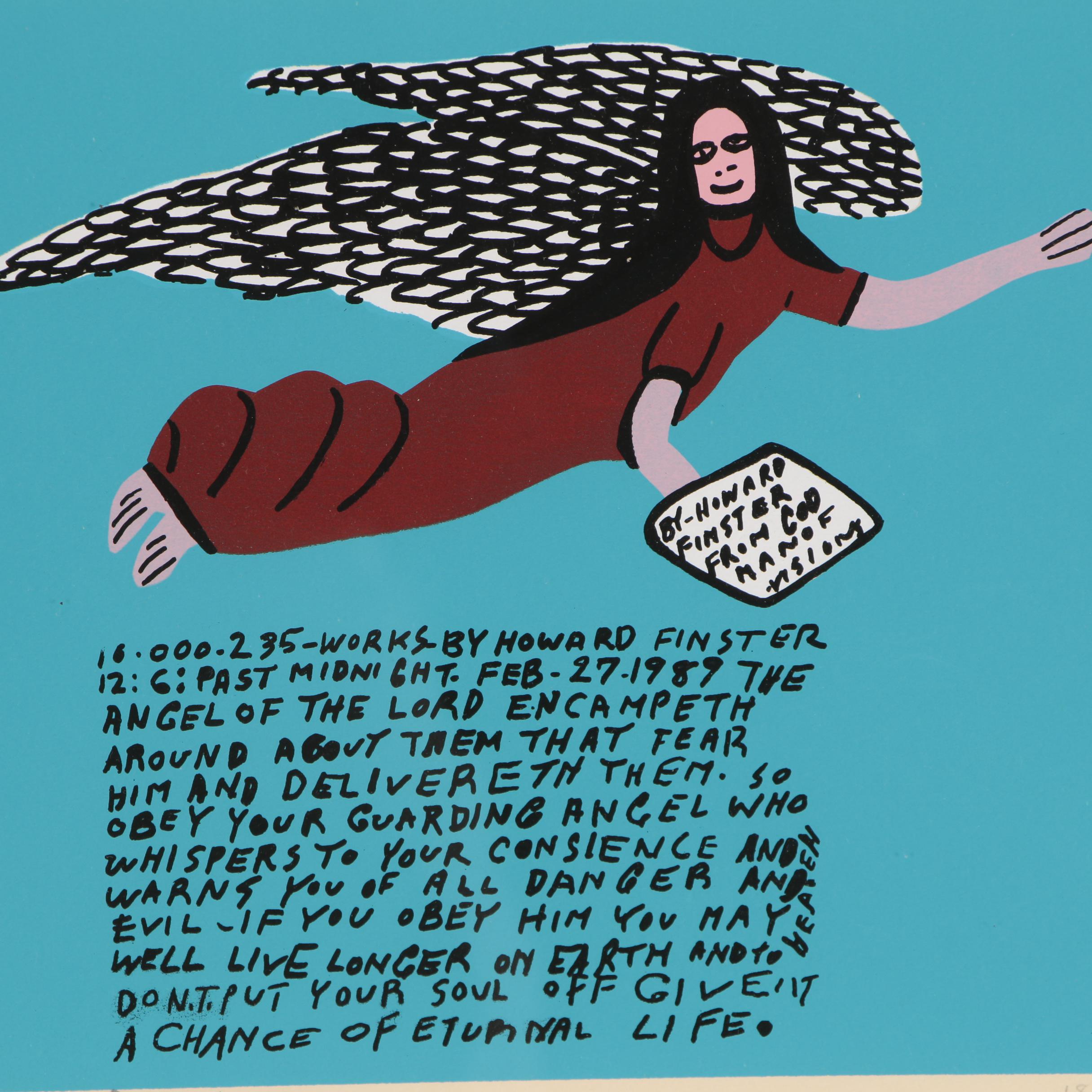 Howard Finster Serigraph of Angel | EBTH