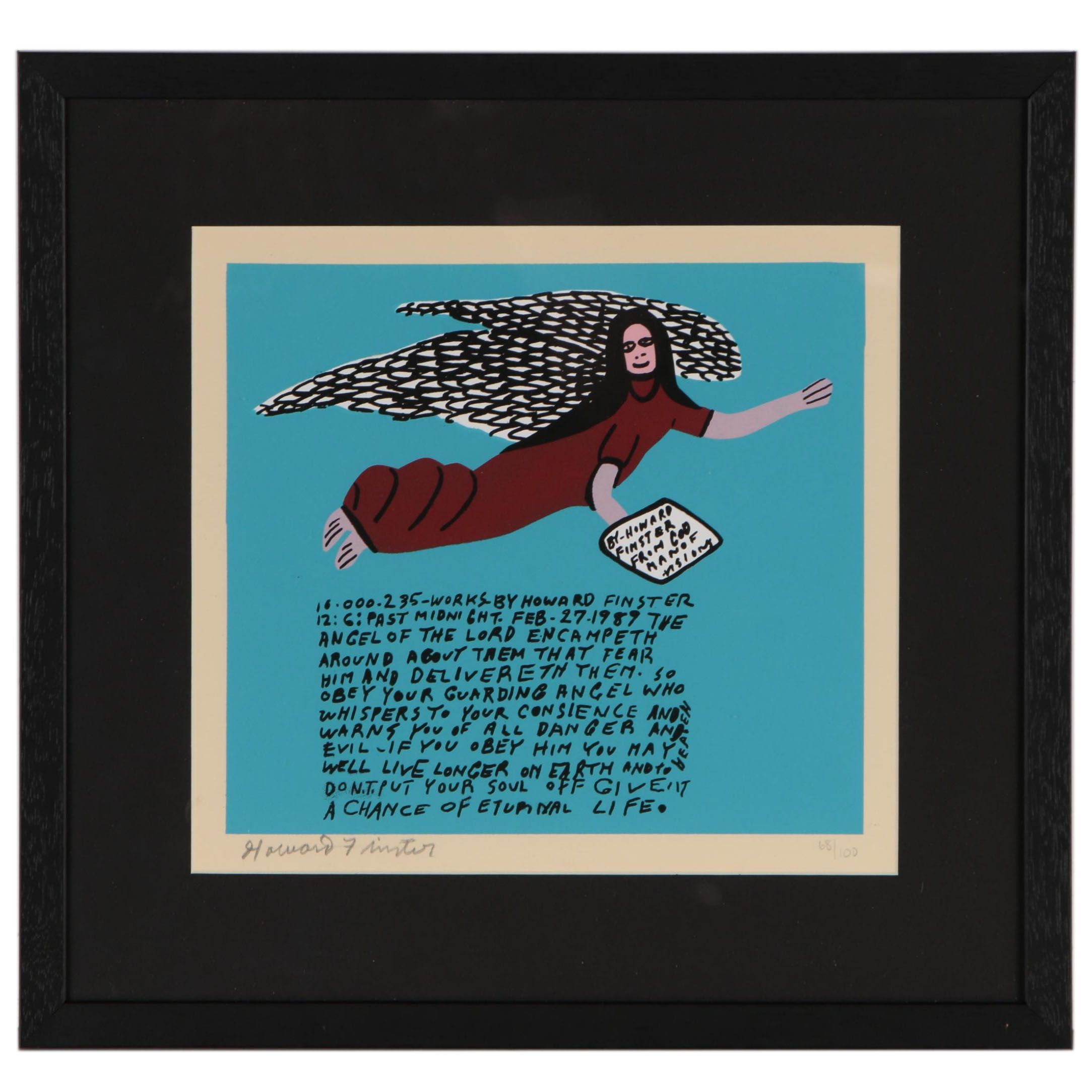 Howard Finster Serigraph of Angel | EBTH