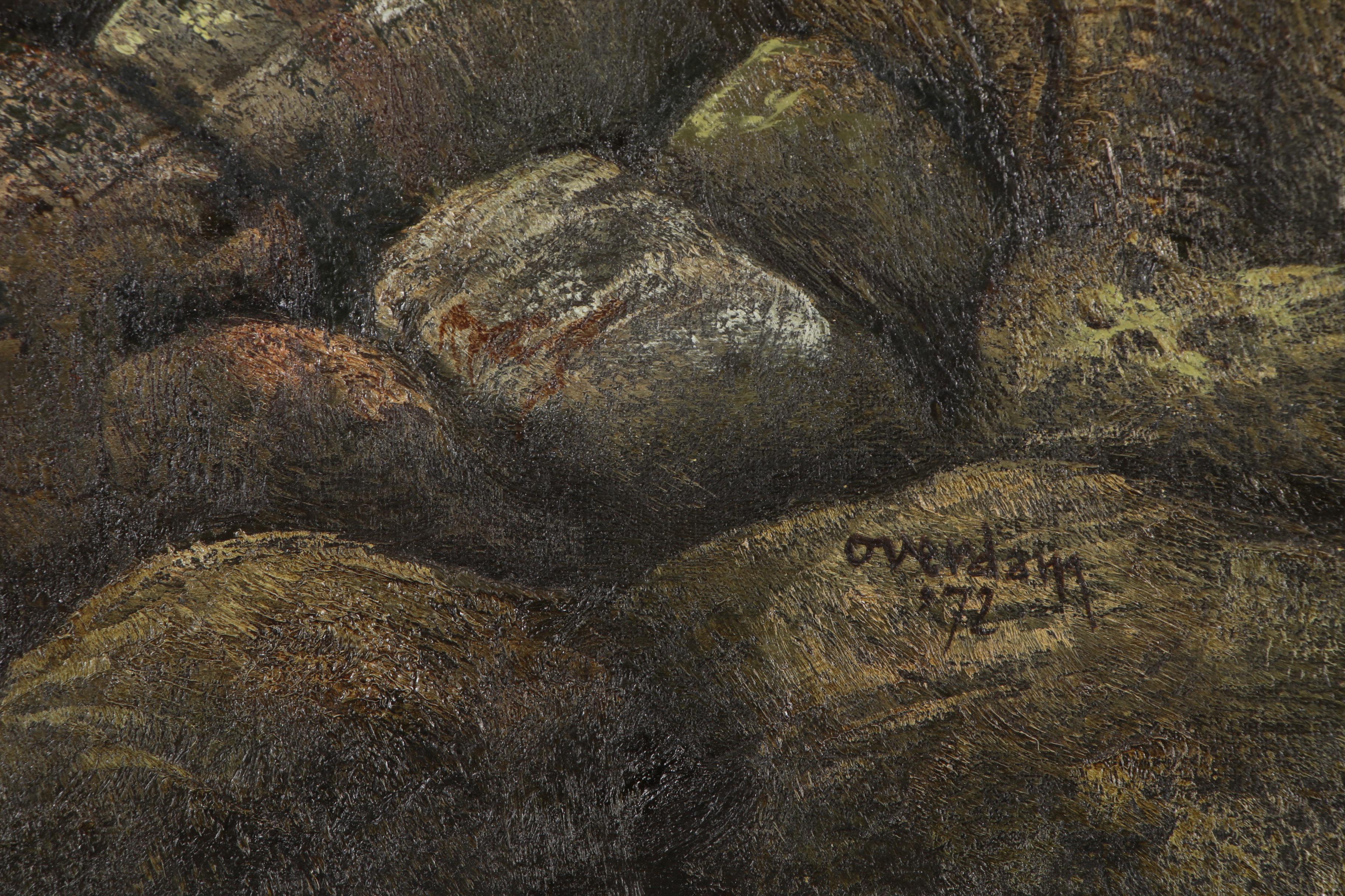 Ab van Overdam Oil Painting of Tightrope Walker over Rocky Shore, 1972 ...