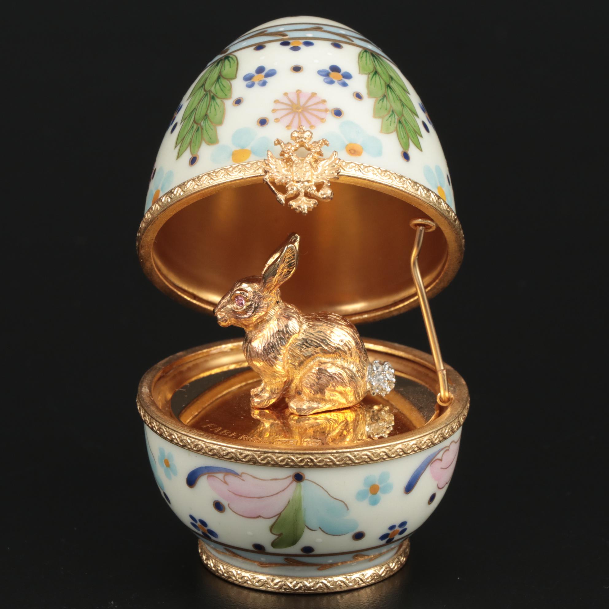 Fabergé Limited Edition Hand-Painted Porcelain Egg with Rabbit | EBTH