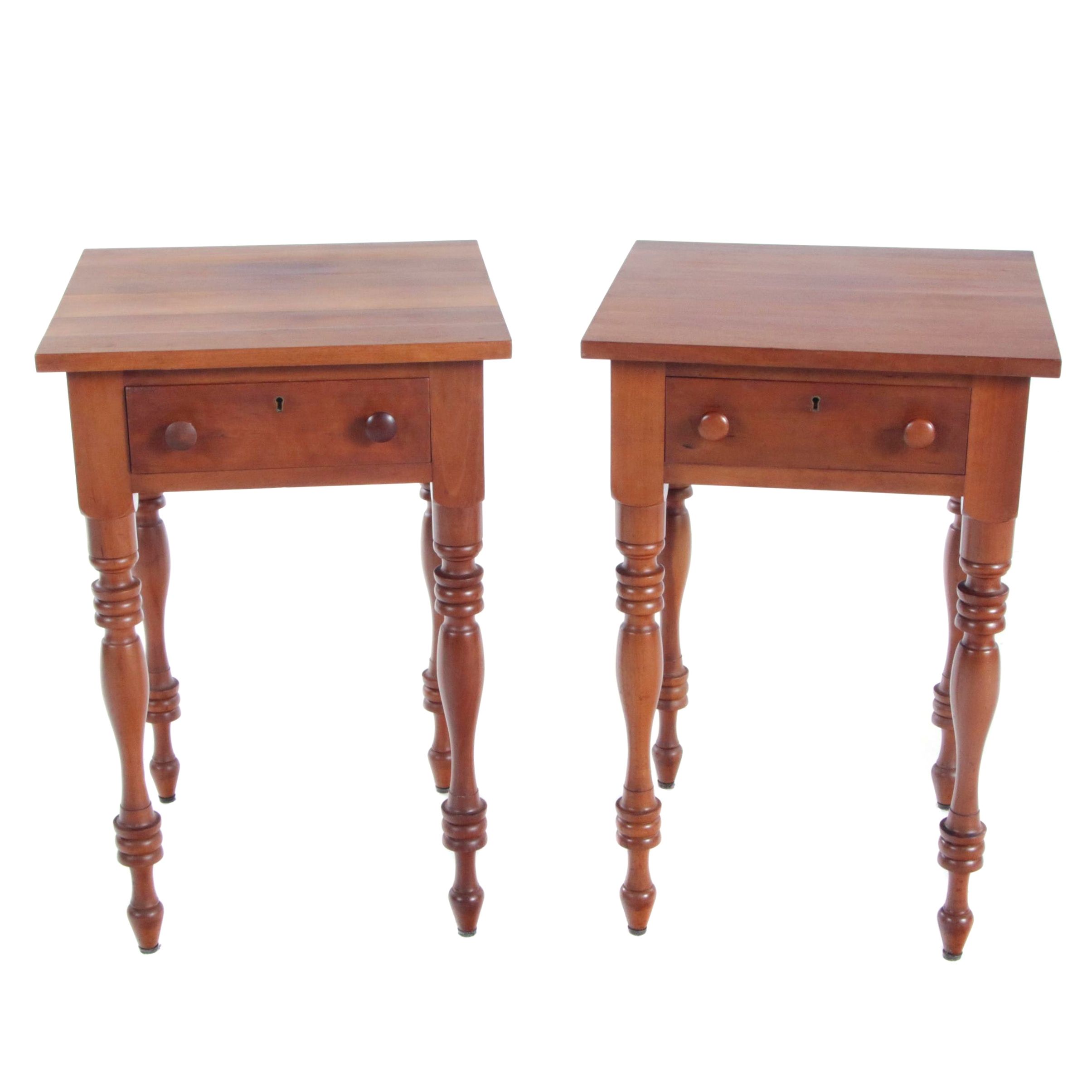 Pair of McMahan Furniture Co. American Primitive Cherrywood Side Tables | EBTH