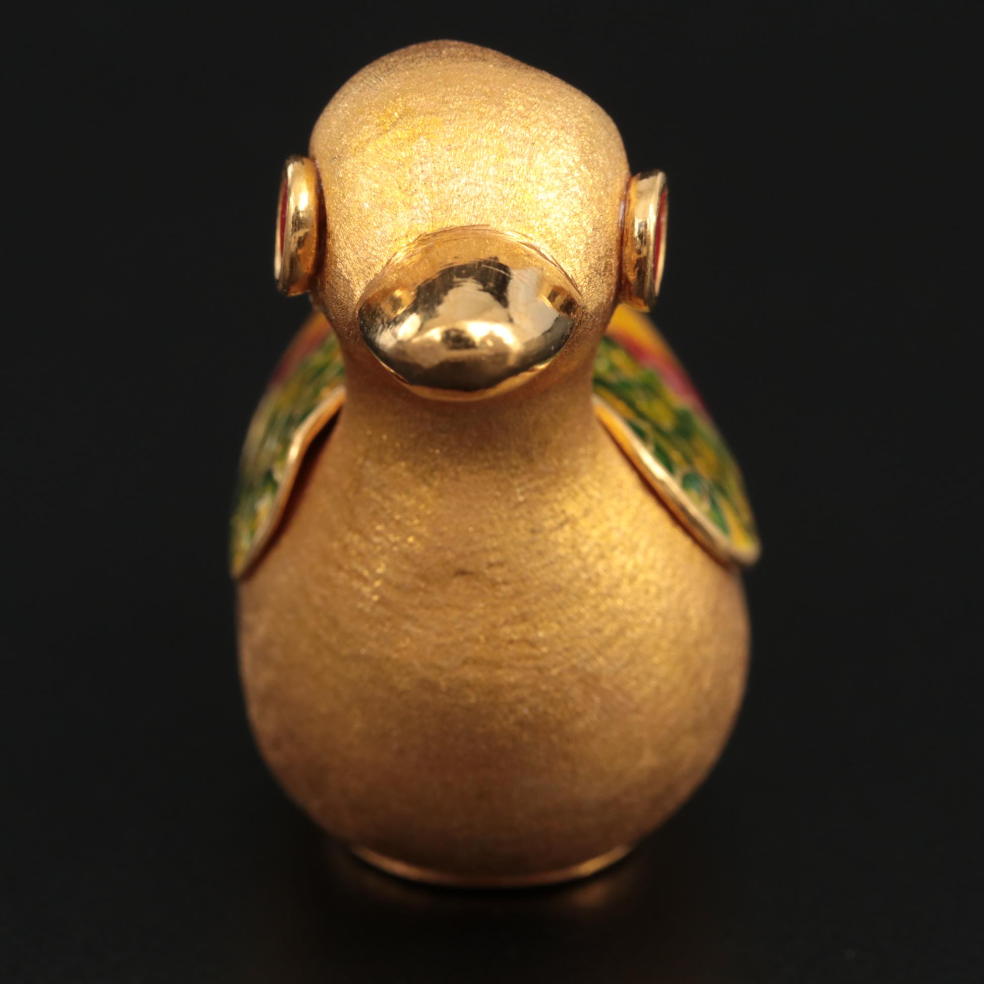 24K Gold and Enamel Duck Pill Box | EBTH