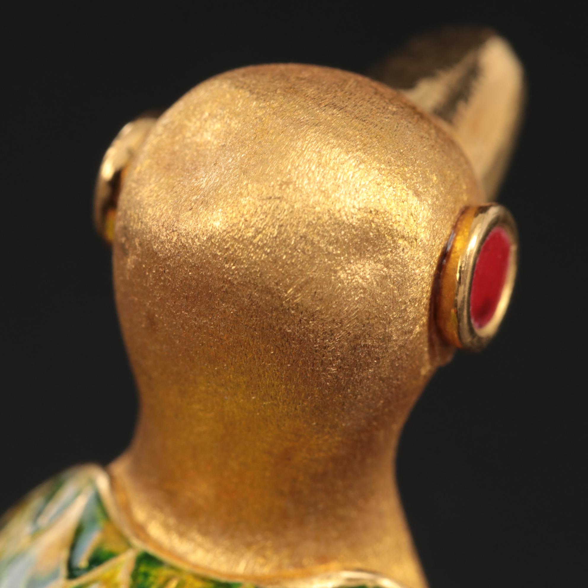 24K Gold and Enamel Duck Pill Box | EBTH