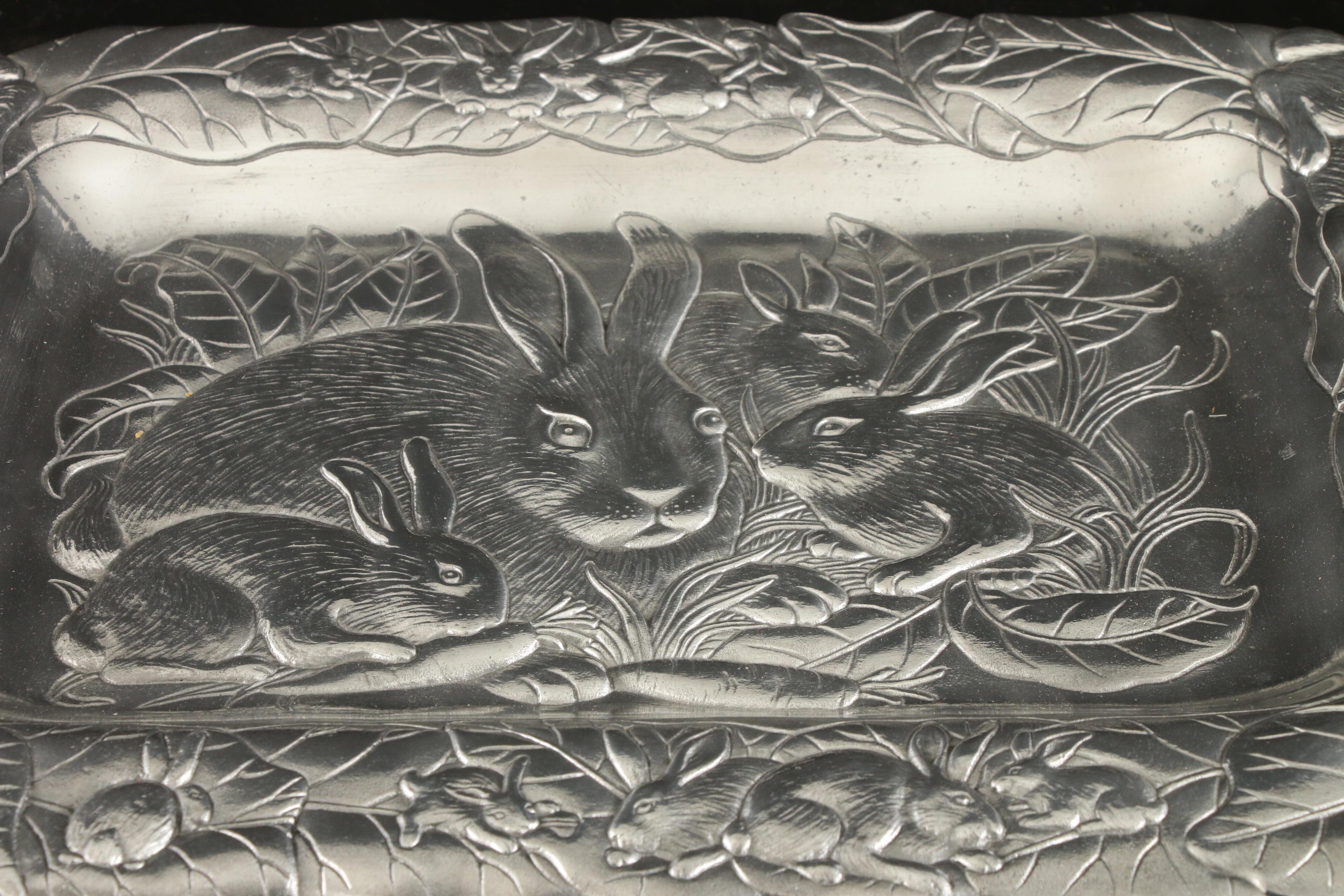 Arthur Court "Bunnies" Aluminum Serving Tray and Bowl | EBTH
