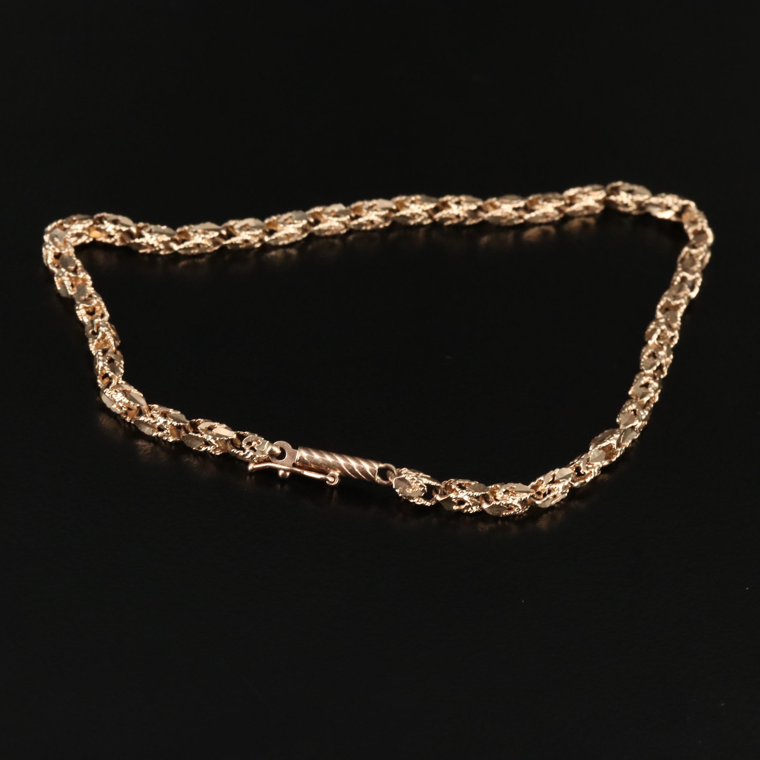 14K Gold Turkish Rope Link Bracelet | EBTH