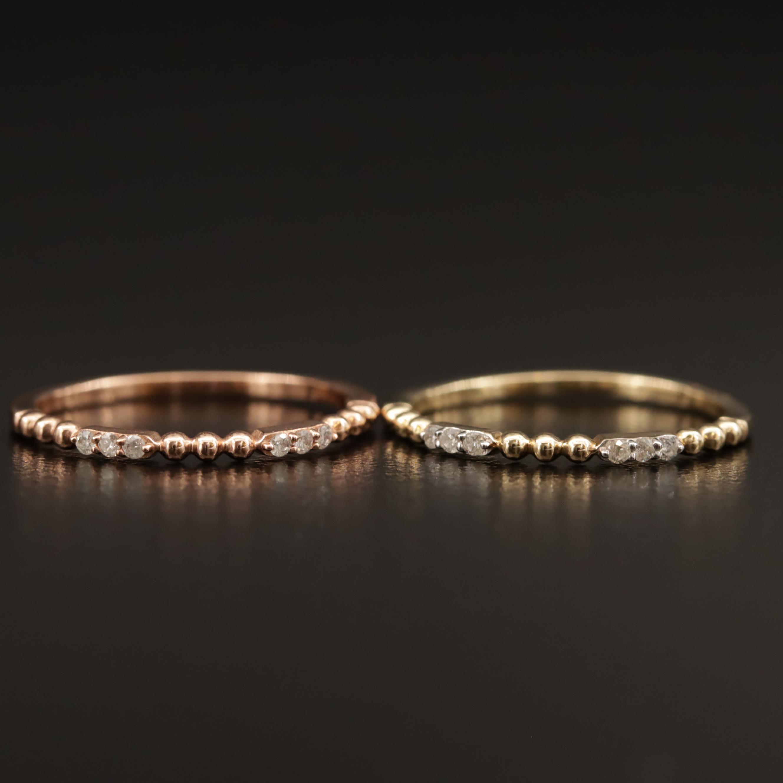 10K Tri-Color Diamond Stackable Rings | EBTH