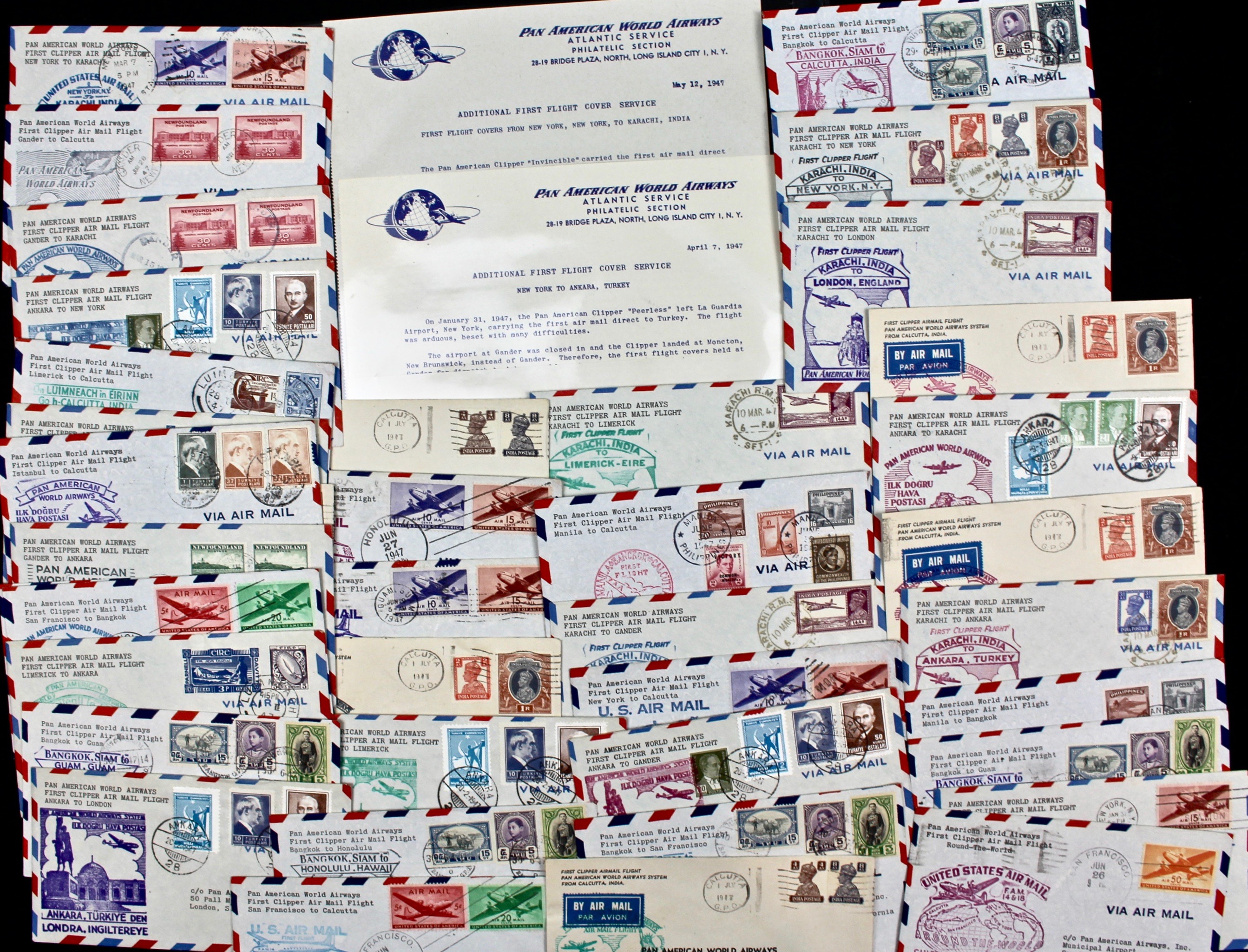 1947 Pan Am Airways "First Flight" Clipper Air Mail Flight Covers | EBTH