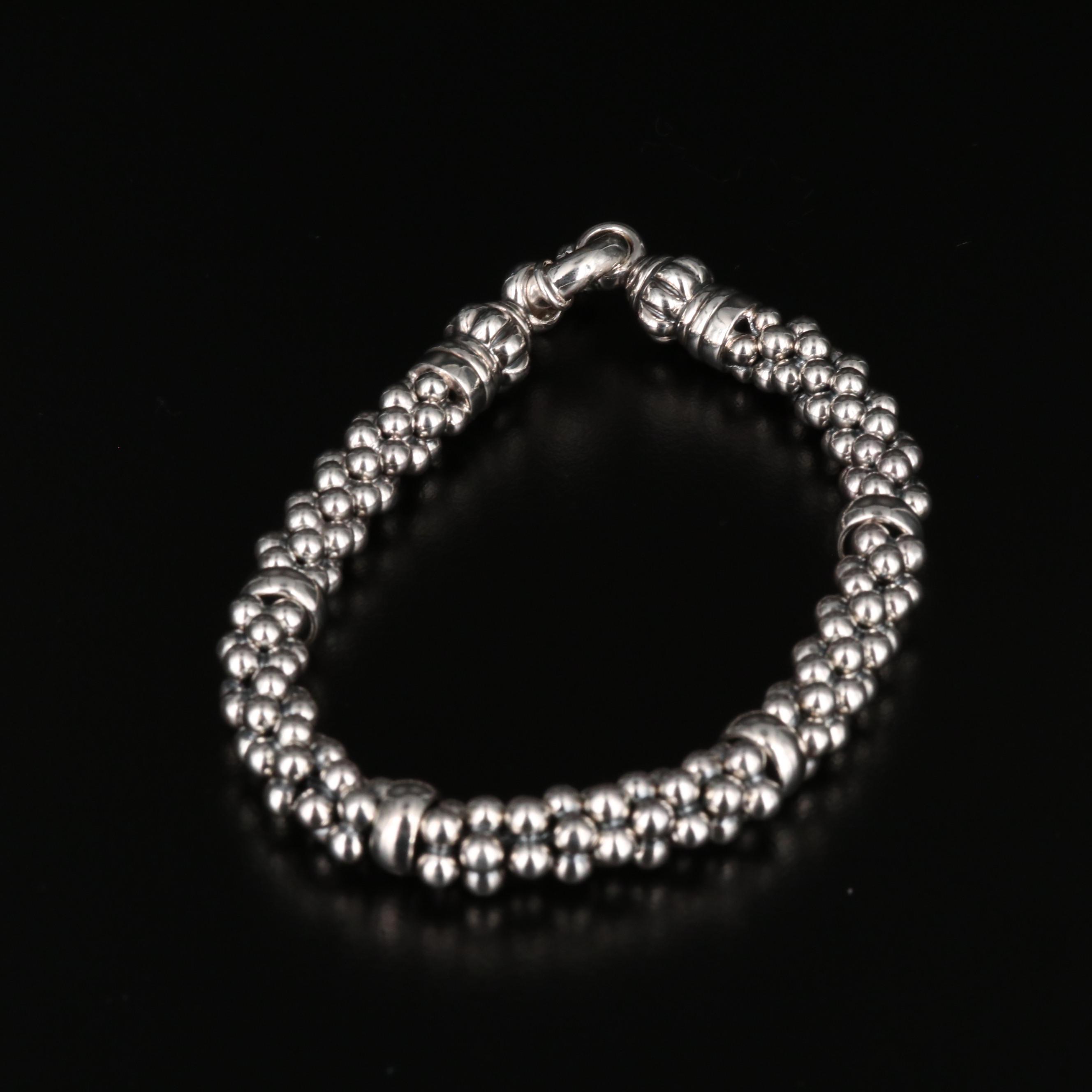 Lagos Signature Caviar Sterling Silver Beaded Bracelet | EBTH