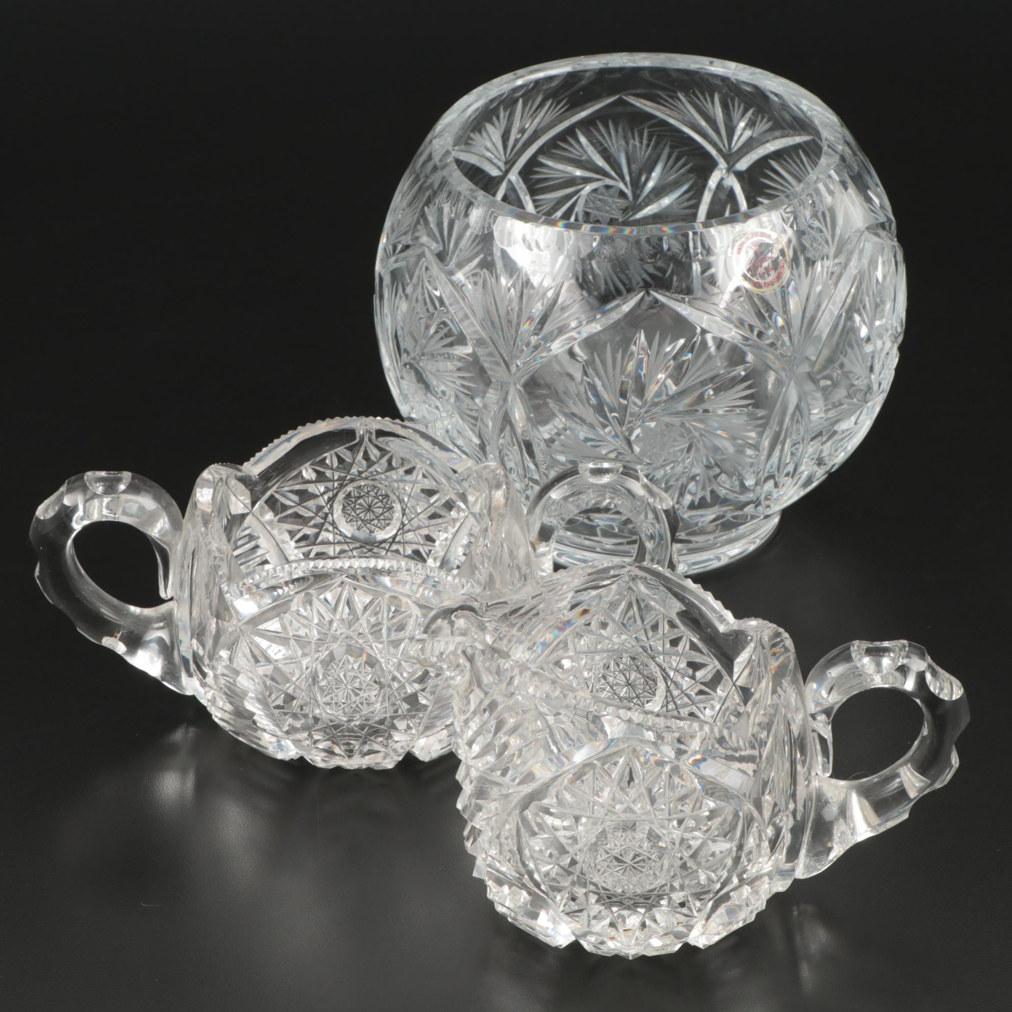 Crystal Clear "Monica Pinwheel" Rose Bowl with Other Cut Crystal ...