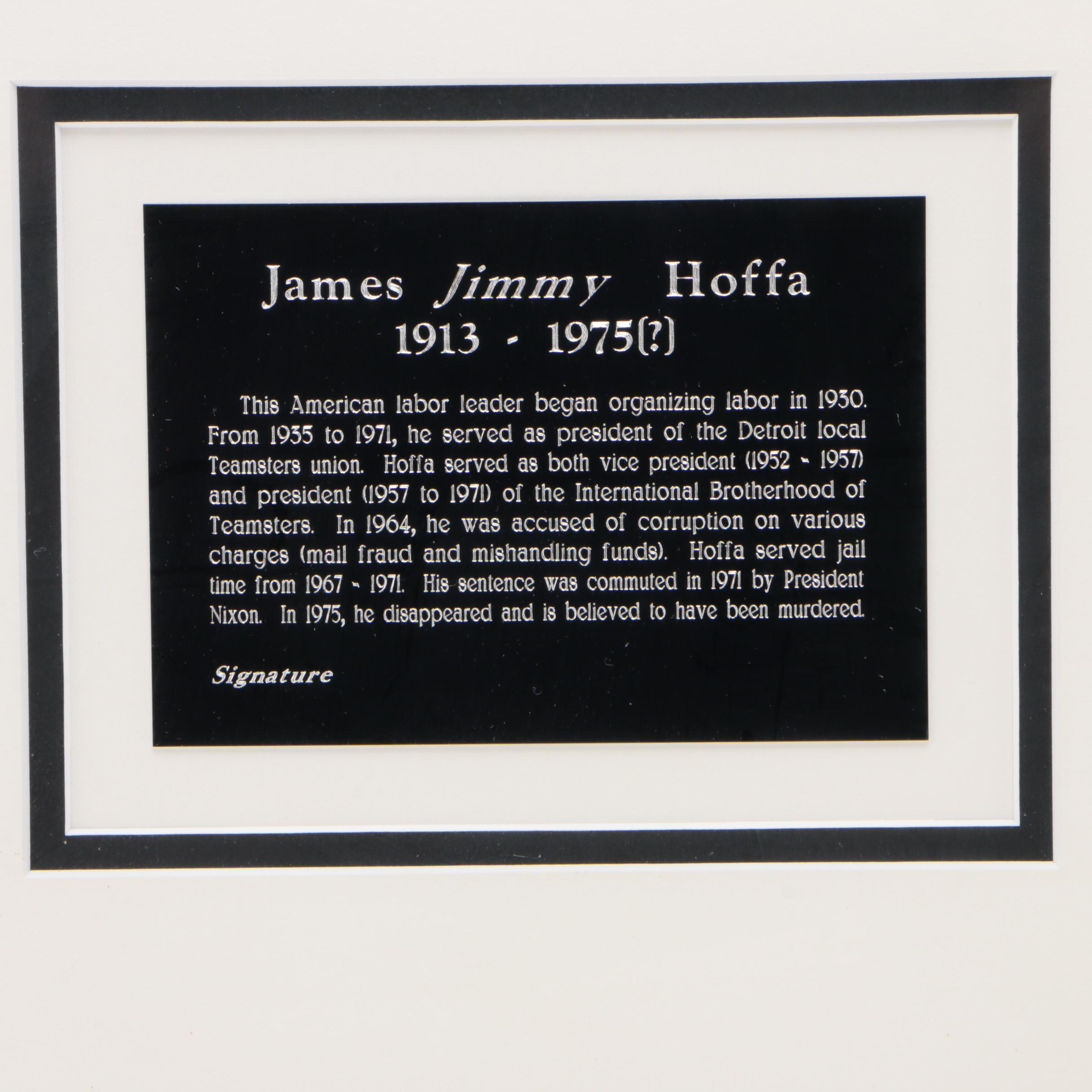 Jimmy Hoffa Cut Signature Display, Visual COA | EBTH