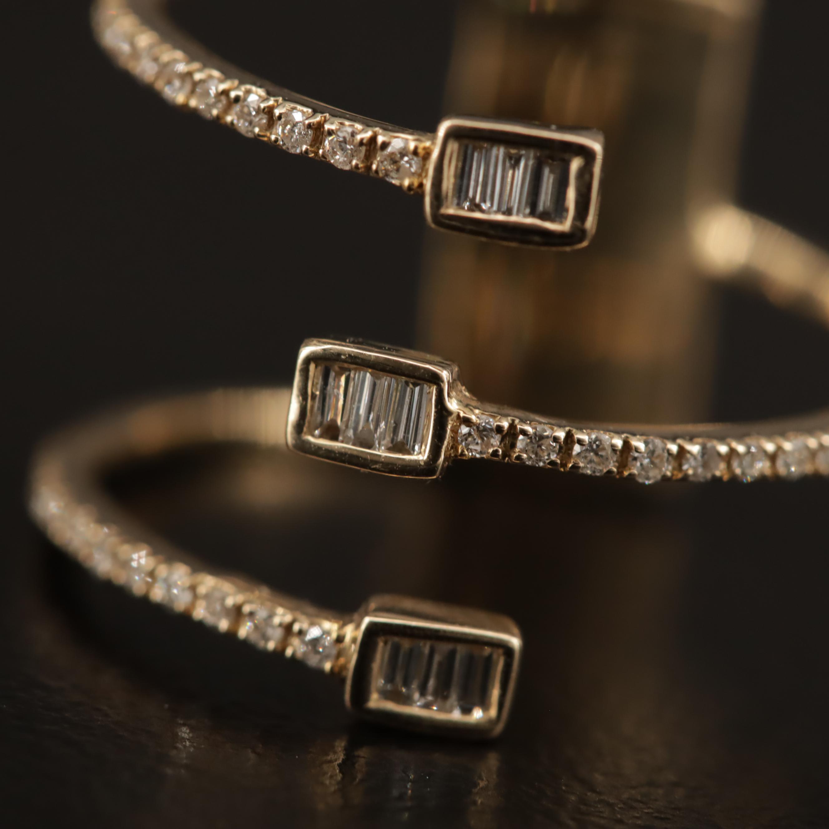 14K Diamond Geometric Open Top Ring | EBTH