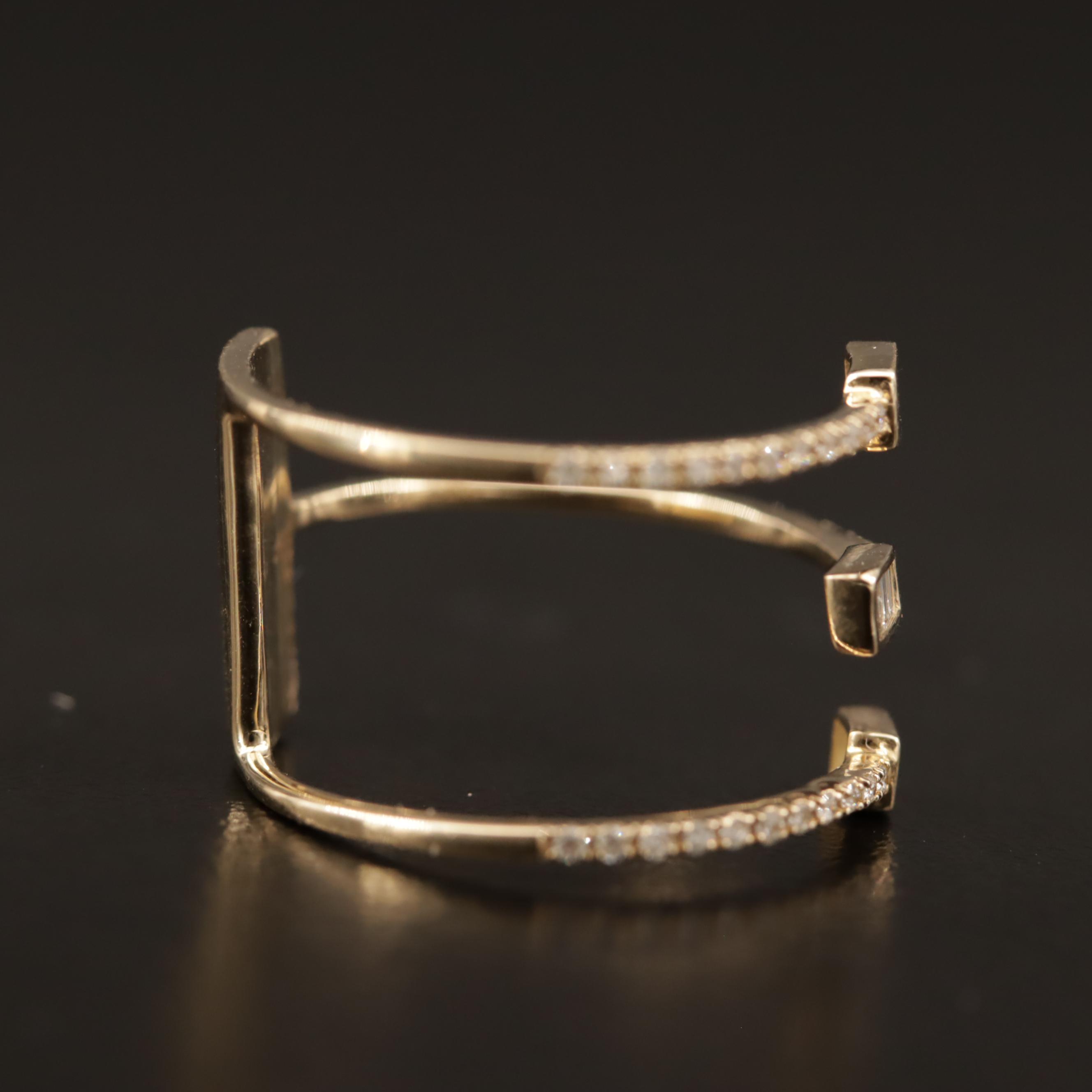 14K Diamond Geometric Open Top Ring | EBTH