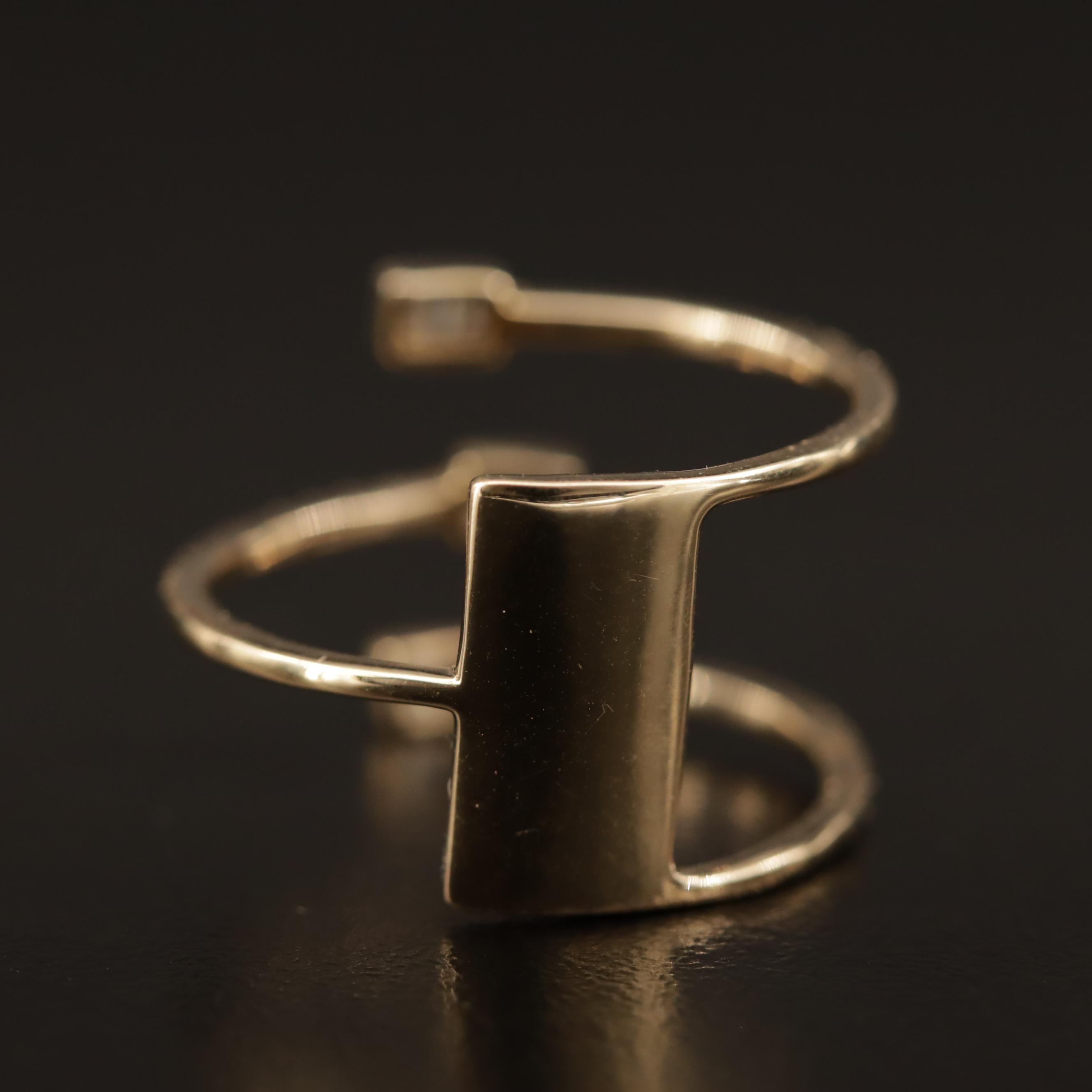 14K Diamond Geometric Open Top Ring | EBTH