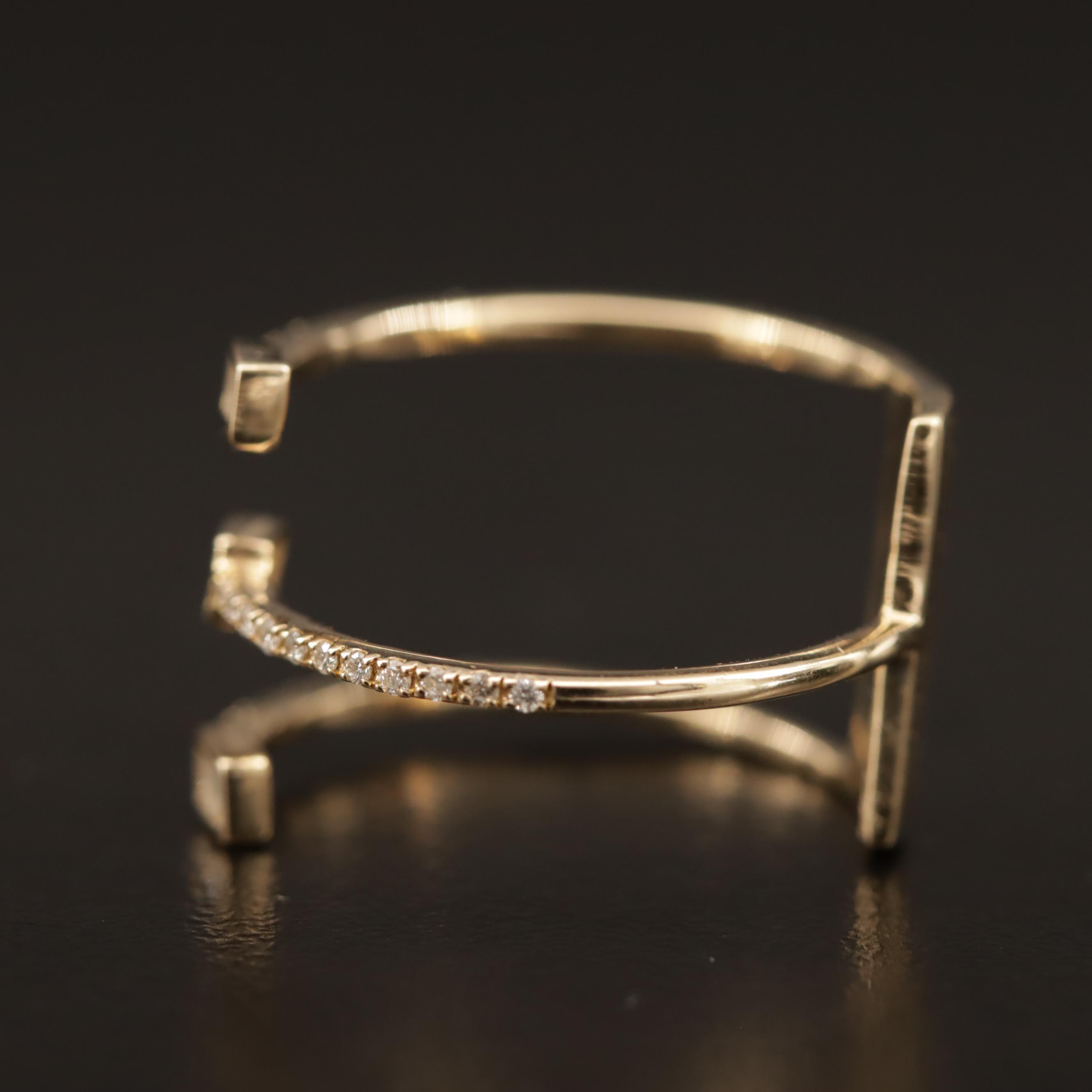 14K Diamond Geometric Open Top Ring | EBTH