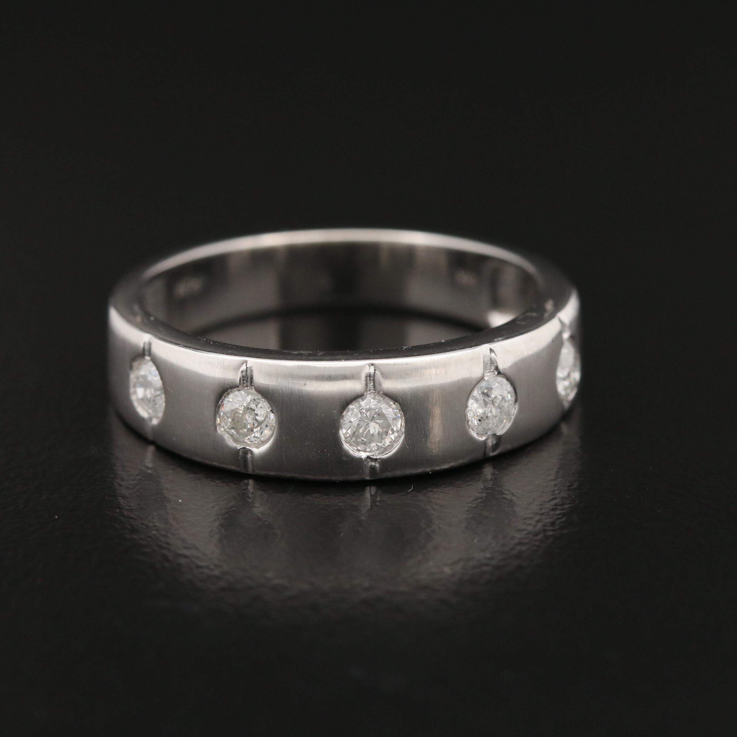 14K Flush Set Diamond Band with Brushed Finish | EBTH