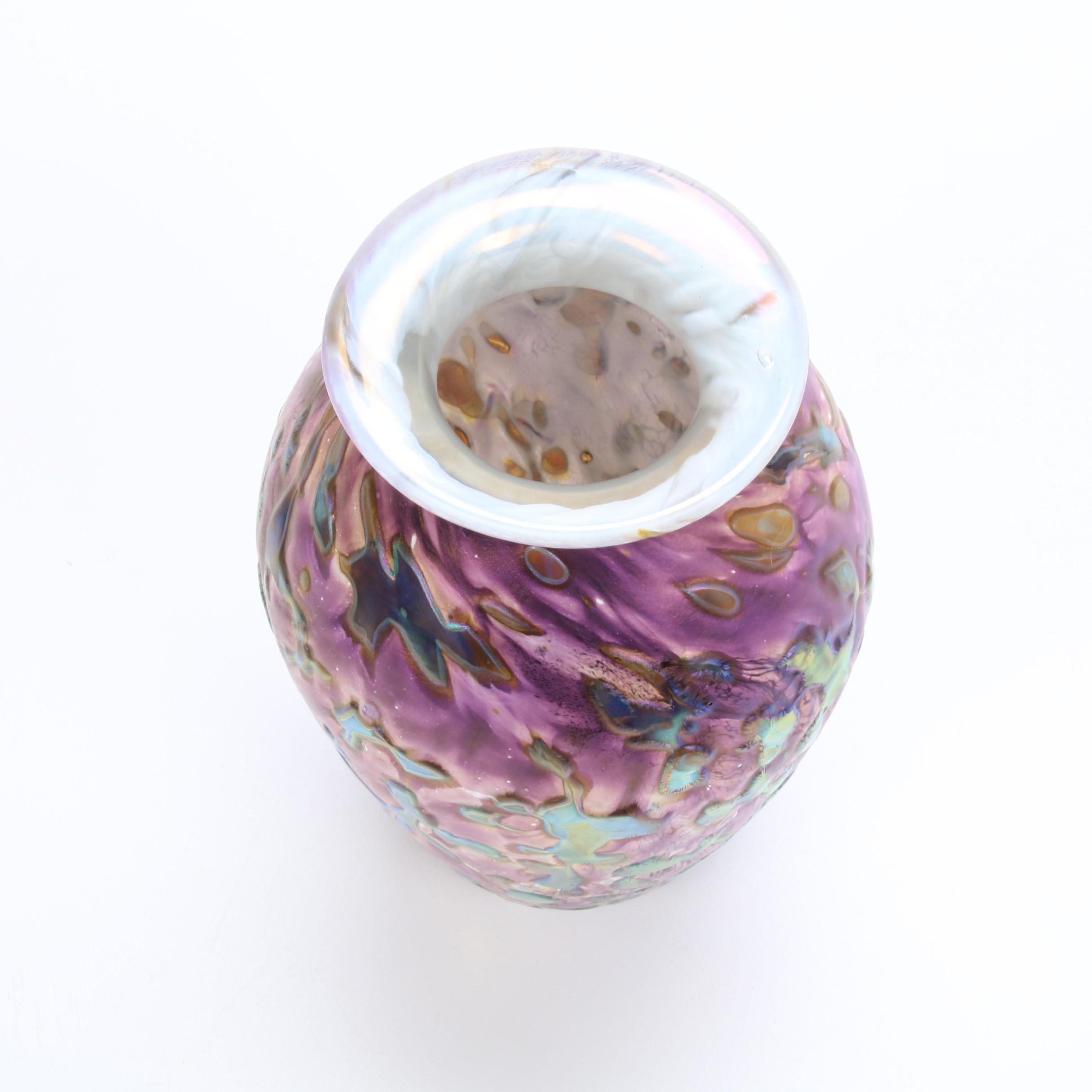 Robert Eickholt Handblown "Tide Pool" Iridescent Art Glass Vase, 2011 ...