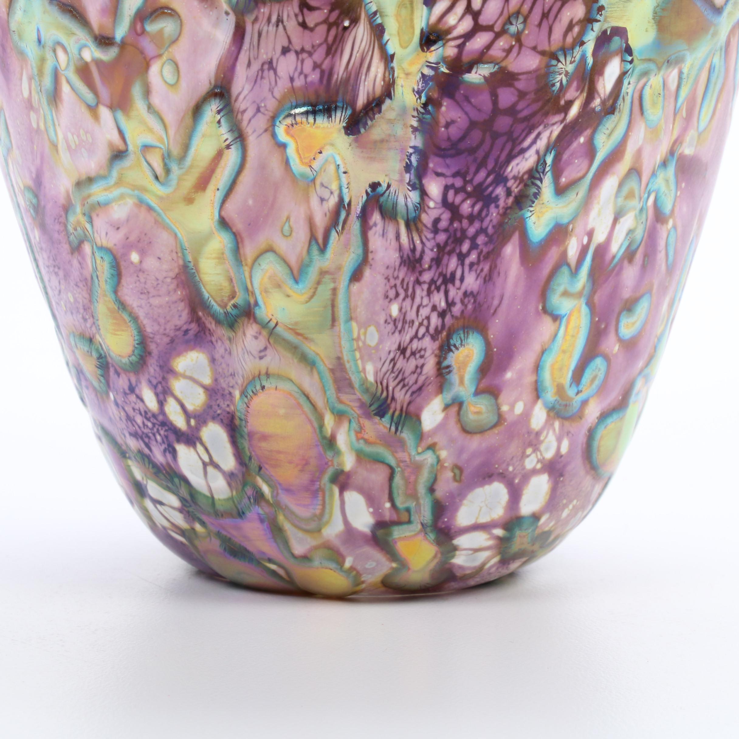 Robert Eickholt Handblown "Tide Pool" Iridescent Art Glass Vase, 2011 ...
