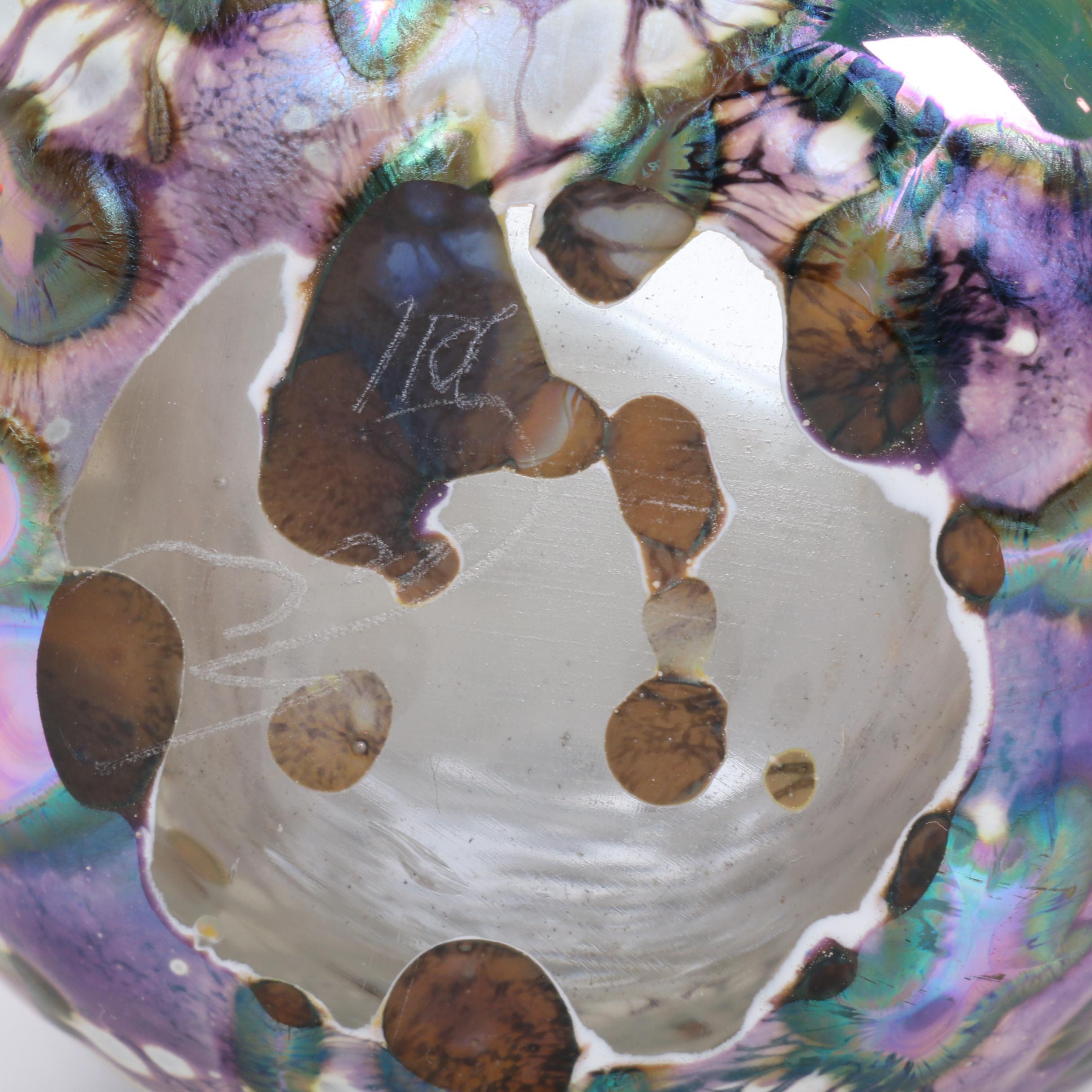 Robert Eickholt Handblown "Tide Pool" Iridescent Art Glass Vase, 2011 ...
