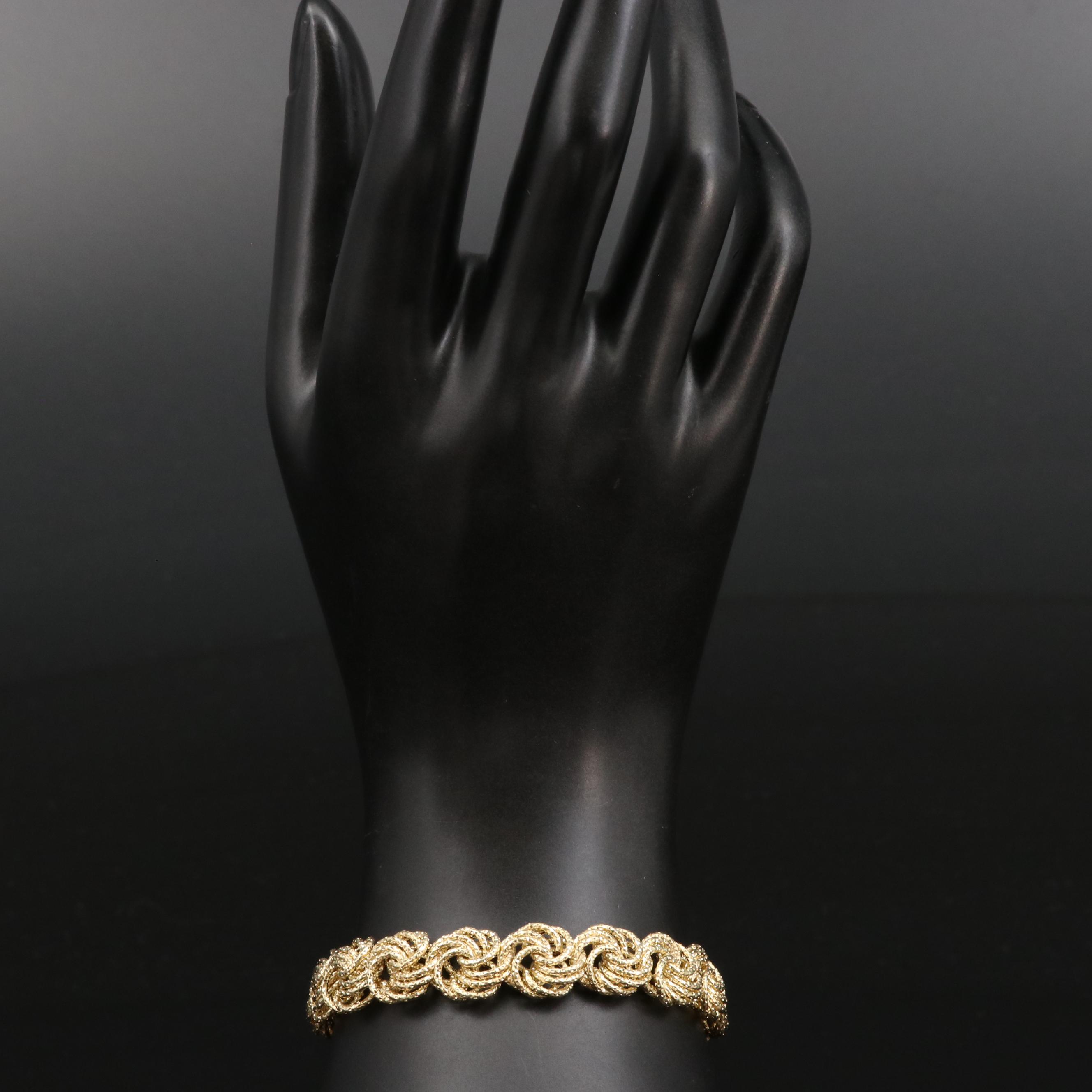14K Textured Rosetta Link Bracelet | EBTH