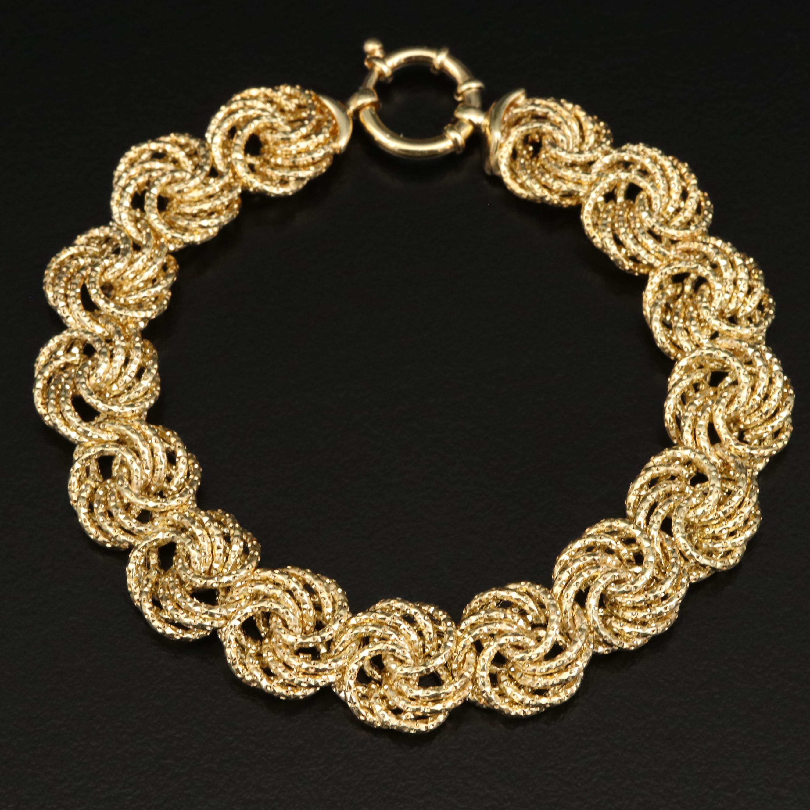 14K Textured Rosetta Link Bracelet | EBTH