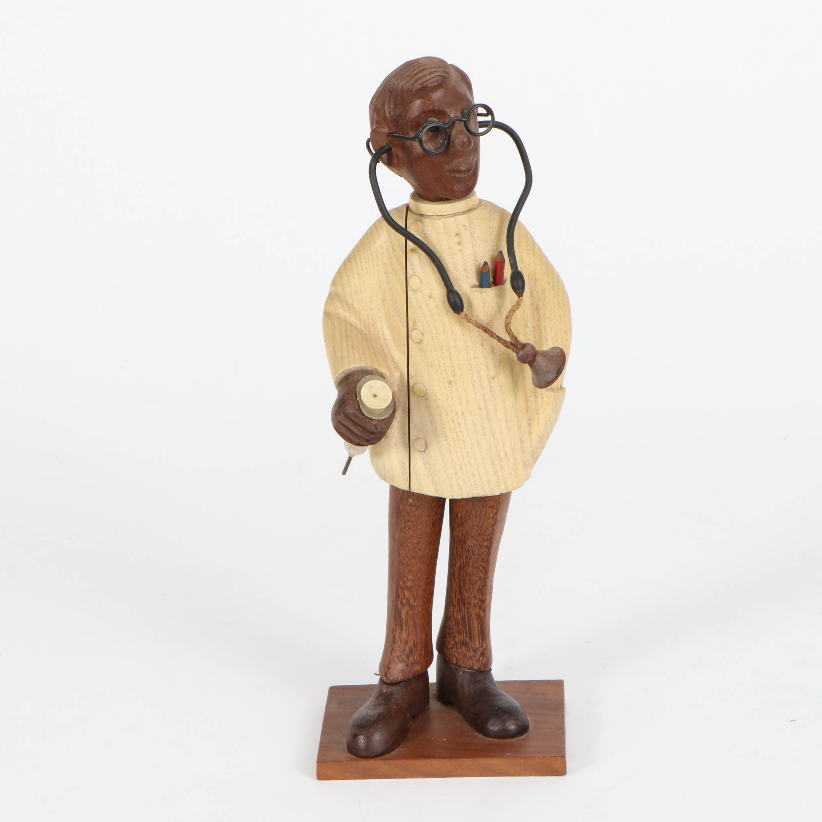 Romer Style Folk Art Carved Wood Doctor Figurine, Vintage | EBTH
