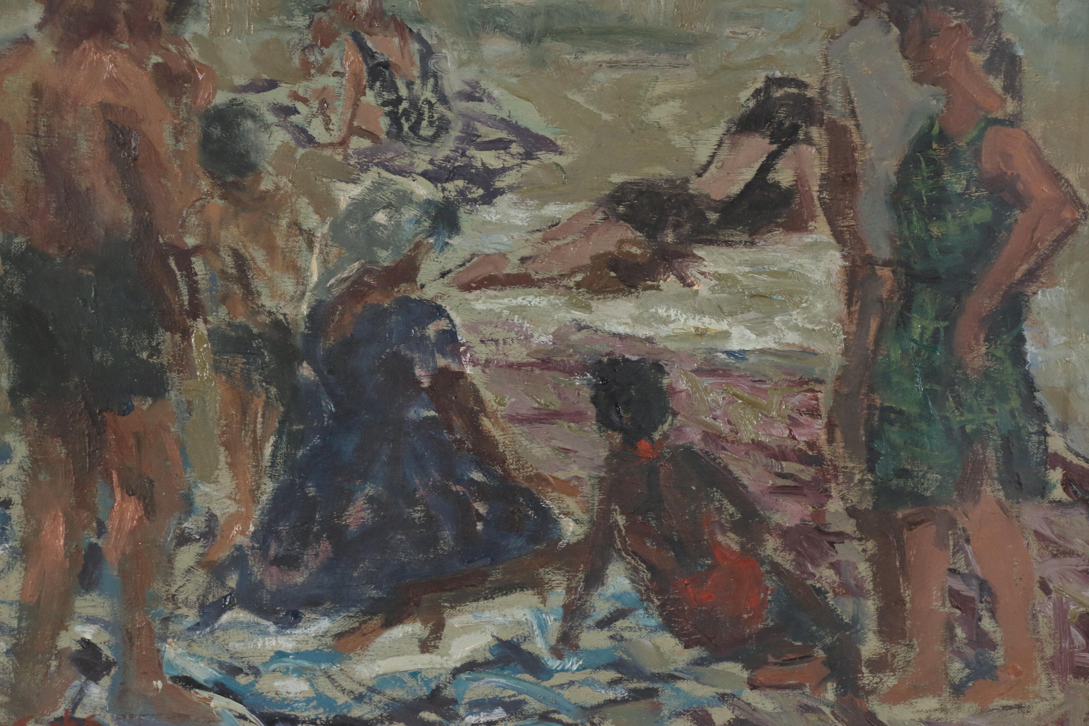 Carl Fuchs Abstract Figural Oil Painting, 1963 | EBTH