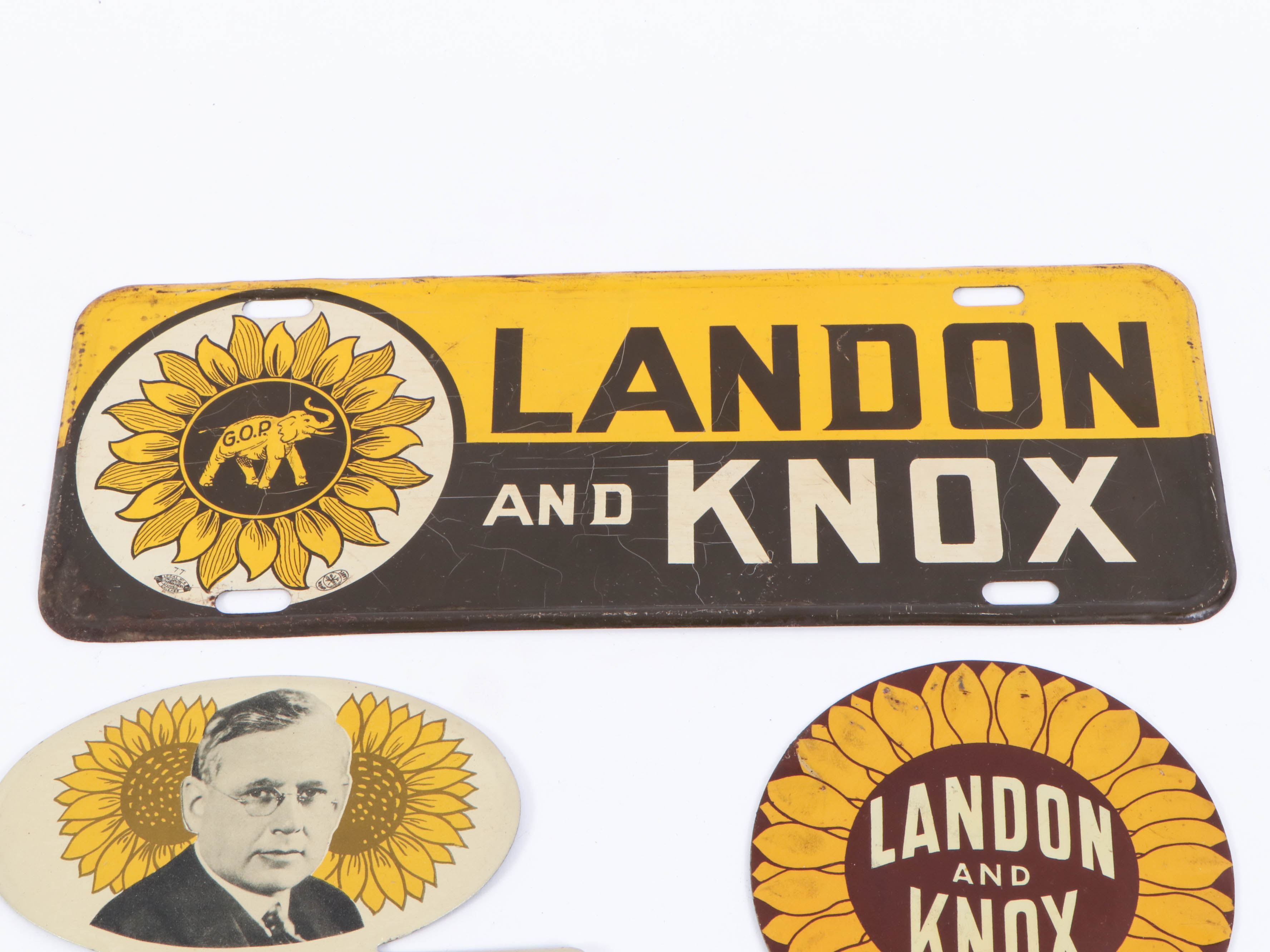 Alf Landon and Frank Knox License Plate and Tags, 1930s | EBTH