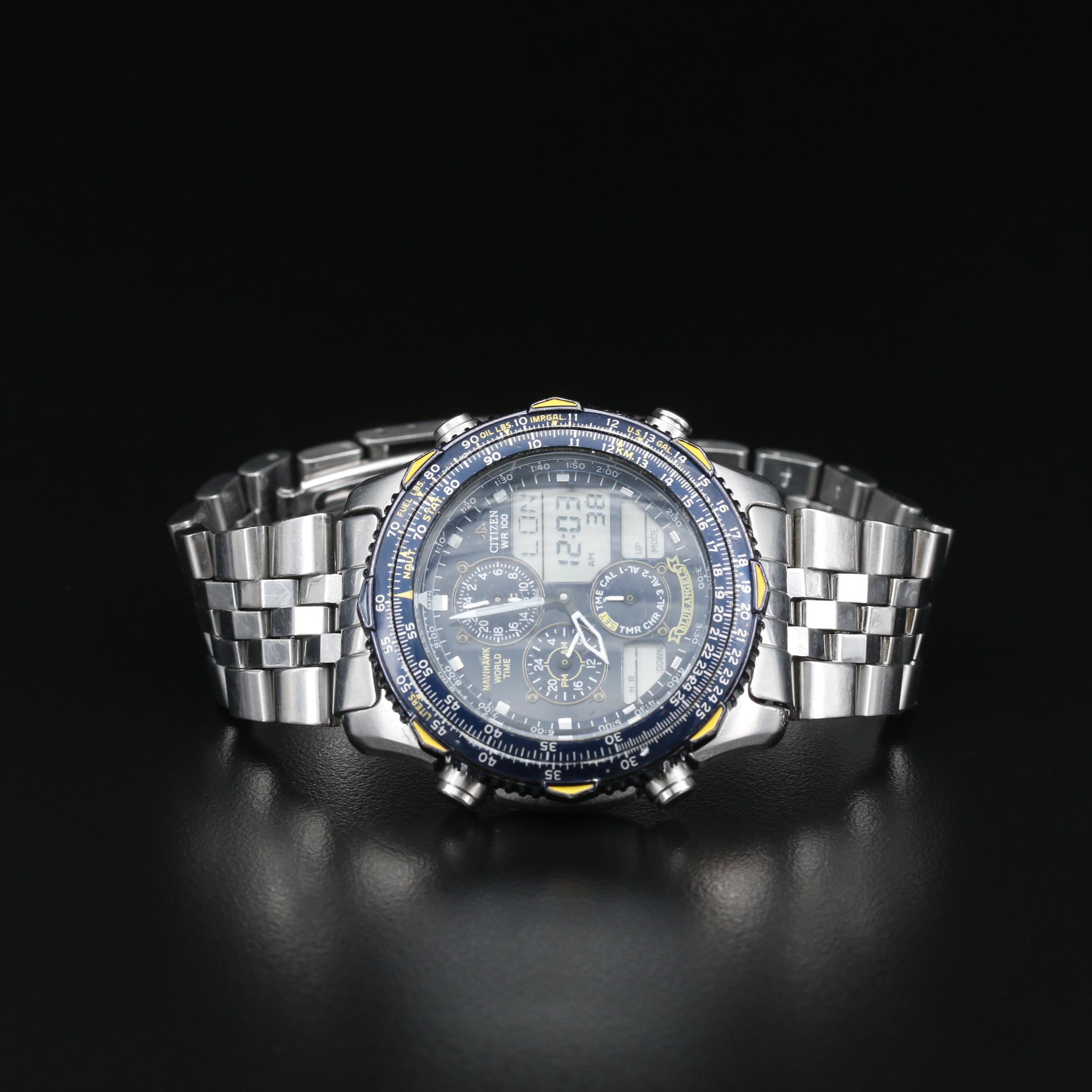 Citizen Navihawk Blue Angels Stainless Steel Chronograph Quartz ...