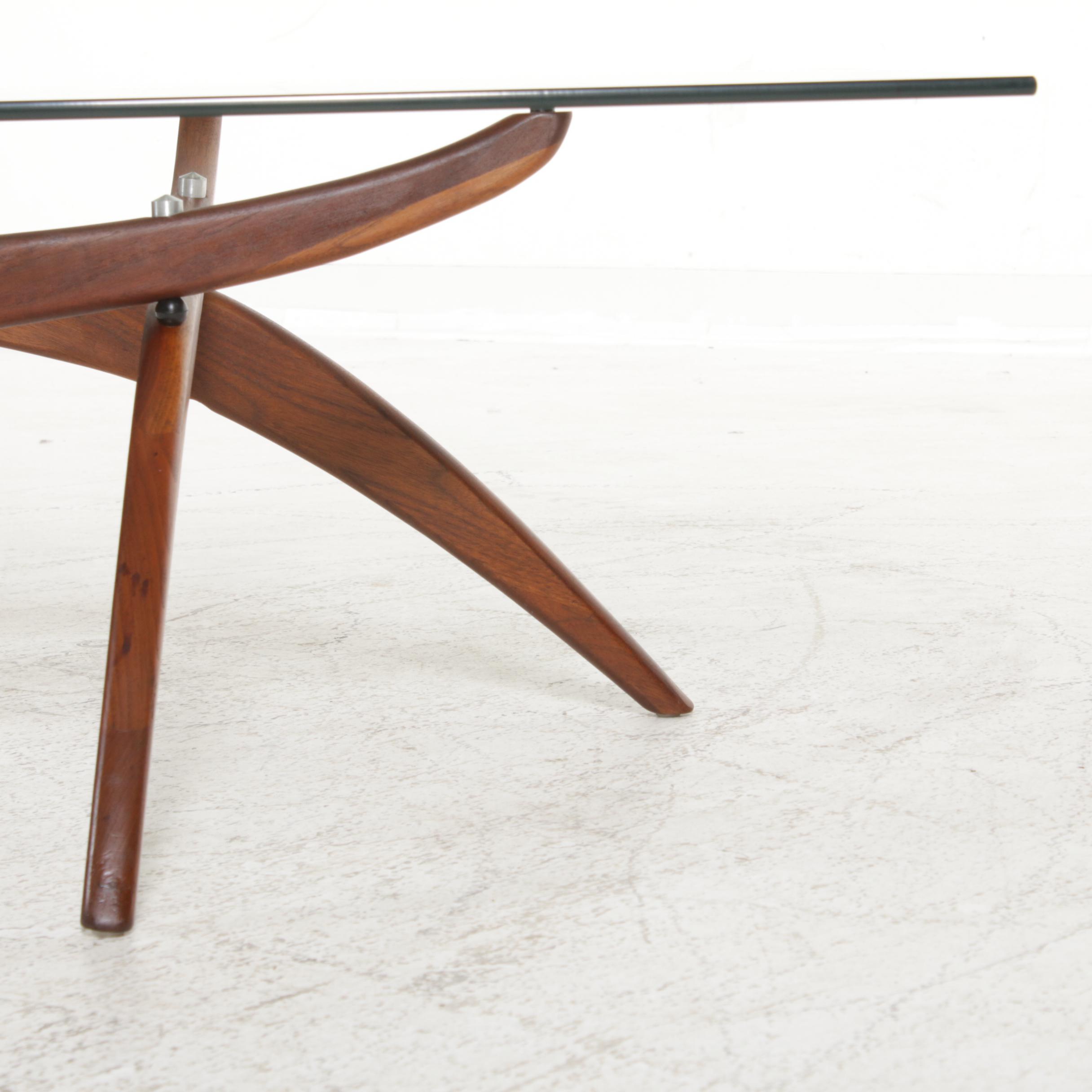 Forest Wilson Mid Century Modern Walnut and Glass Sculptural Coffee ...