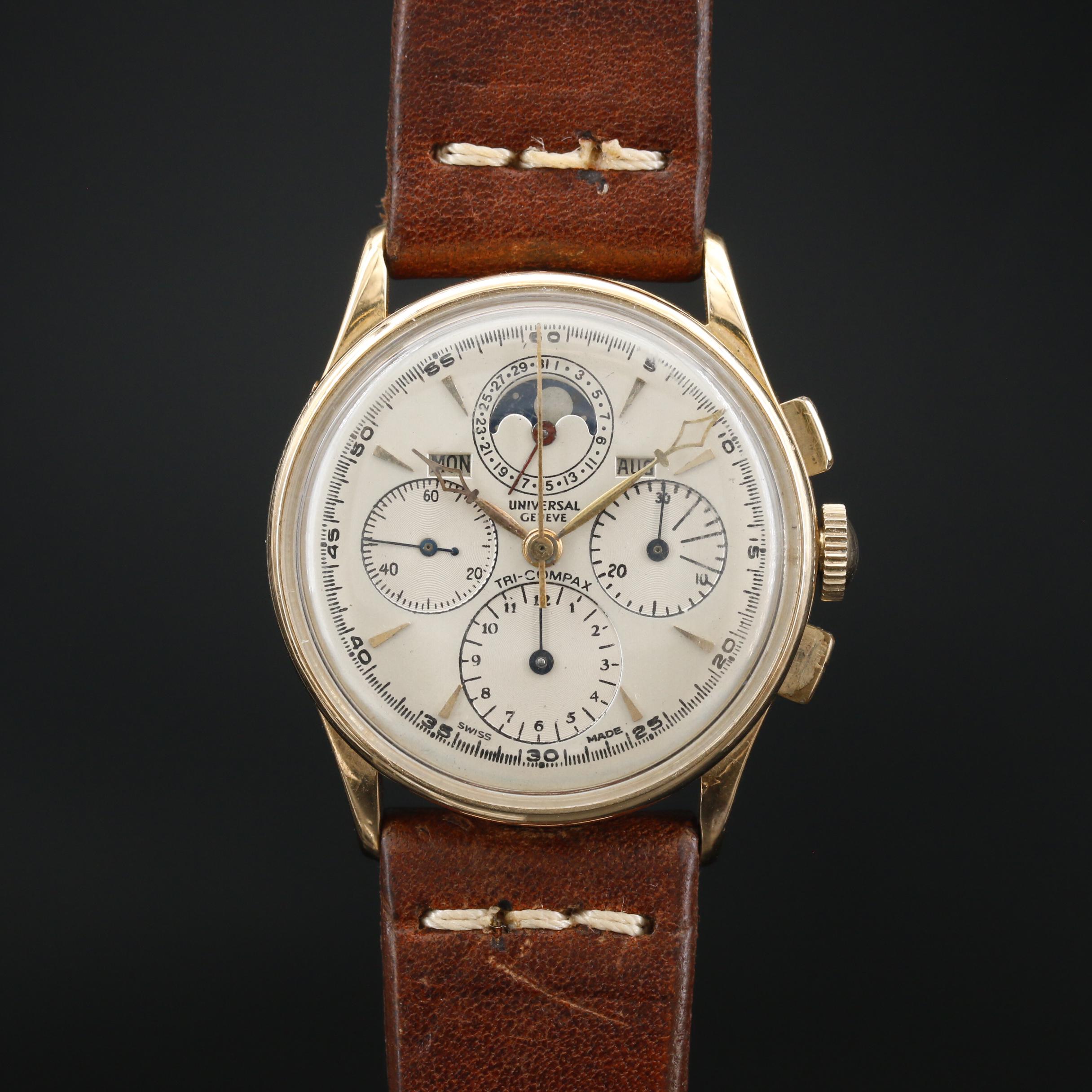 Vintage Universal Geneve "Tri-Compax Moonphase" 14K Gold Wristwatch | EBTH