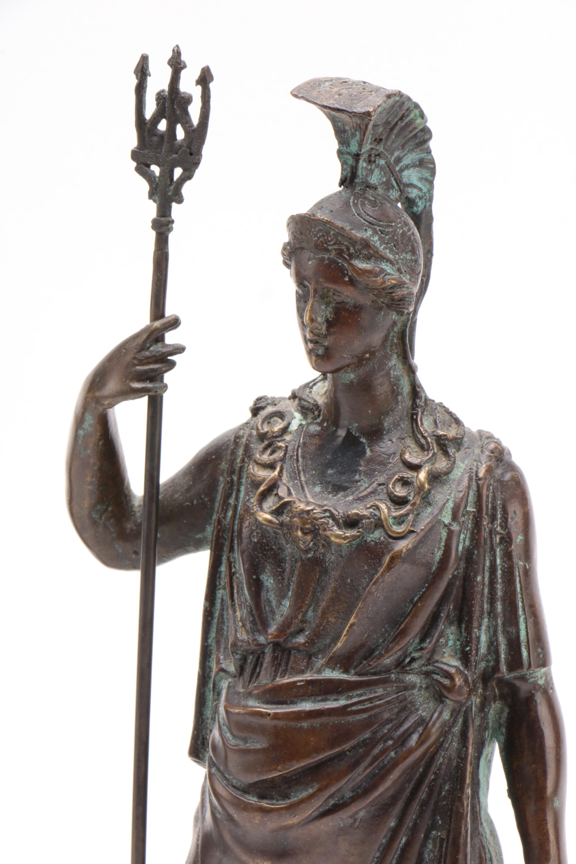 Britannia with Trident, Germania with Sword Bronze and Marble Figurines ...