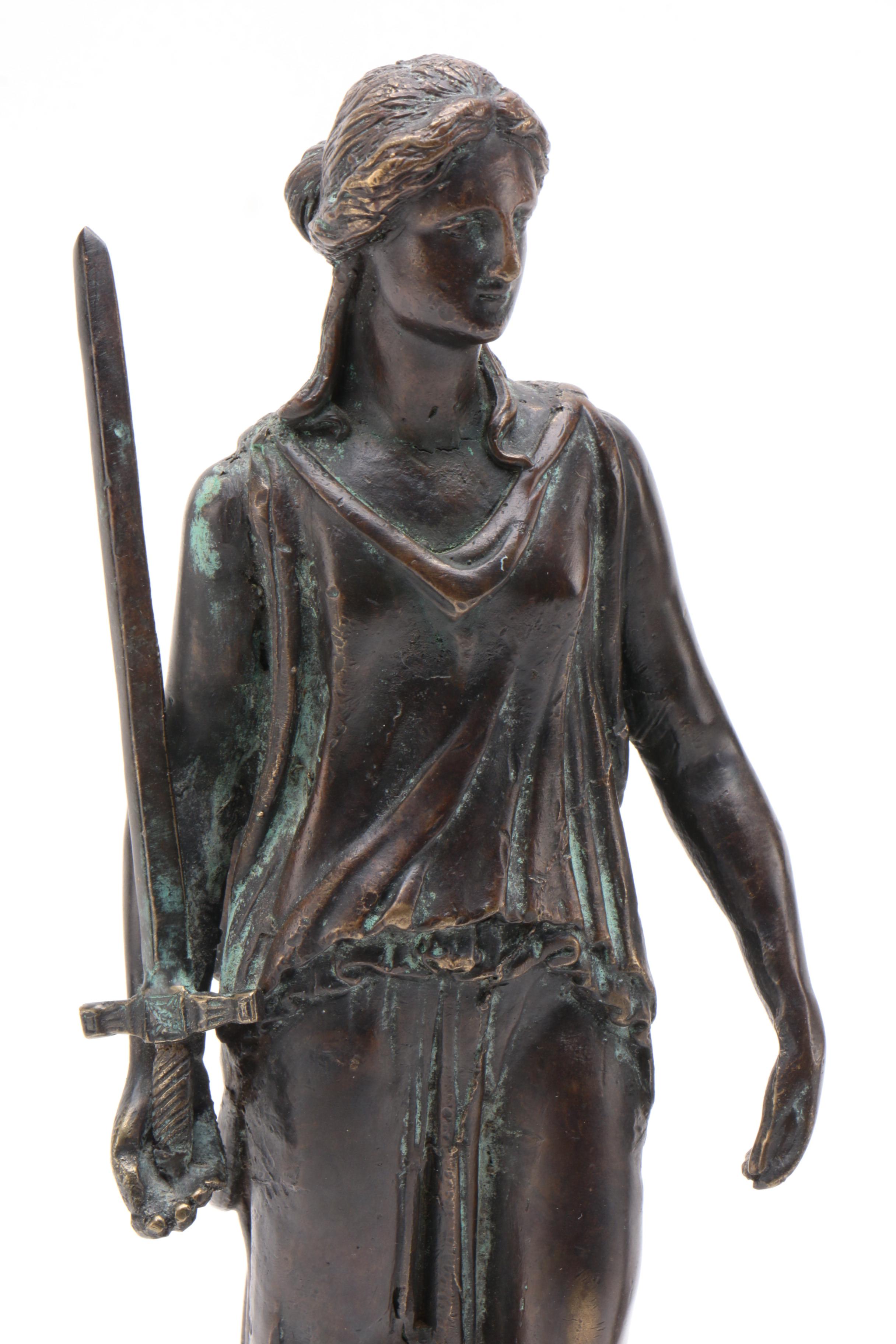 Britannia with Trident, Germania with Sword Bronze and Marble Figurines ...