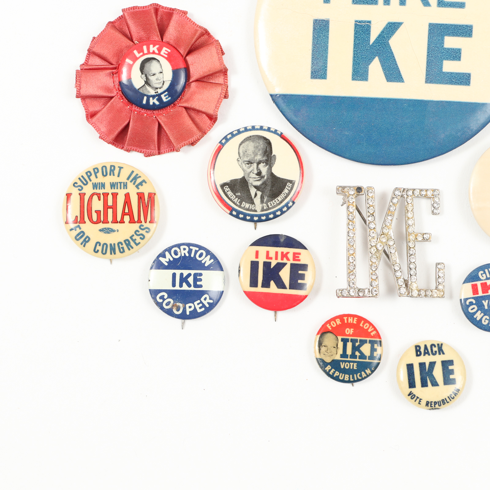 Eisenhower "I Like Ike" Portrait Flasher, Campaign Pinbacks and More ...