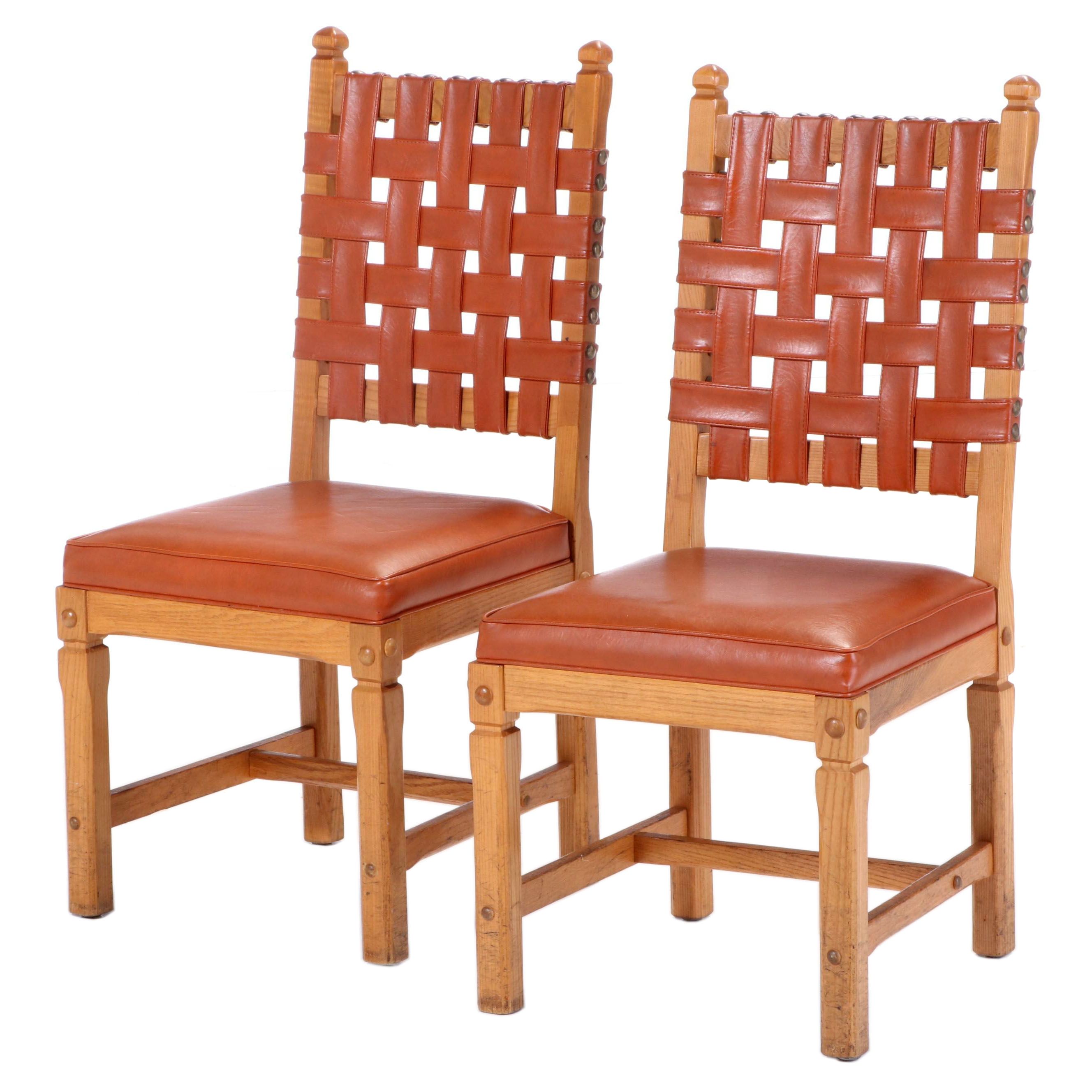 Pair of Empire State Chair Co. Oak and Vinyl Side Chairs | EBTH