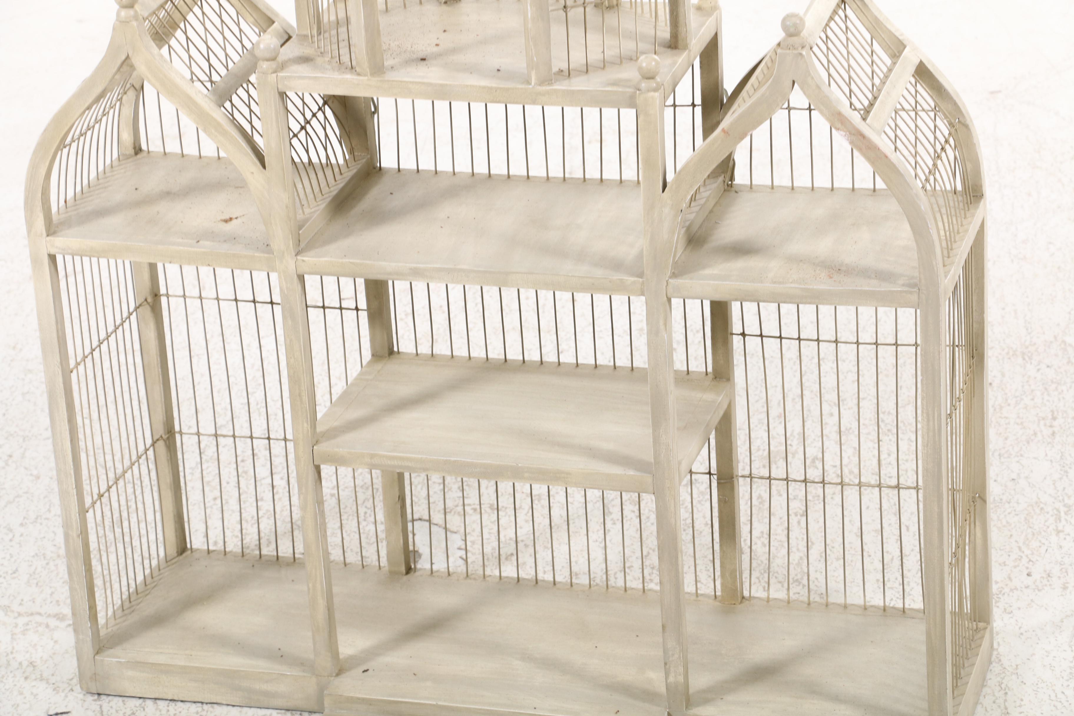 Victorian Style Painted Wood and Wire Bird Cage Wall Shelving Unit | EBTH