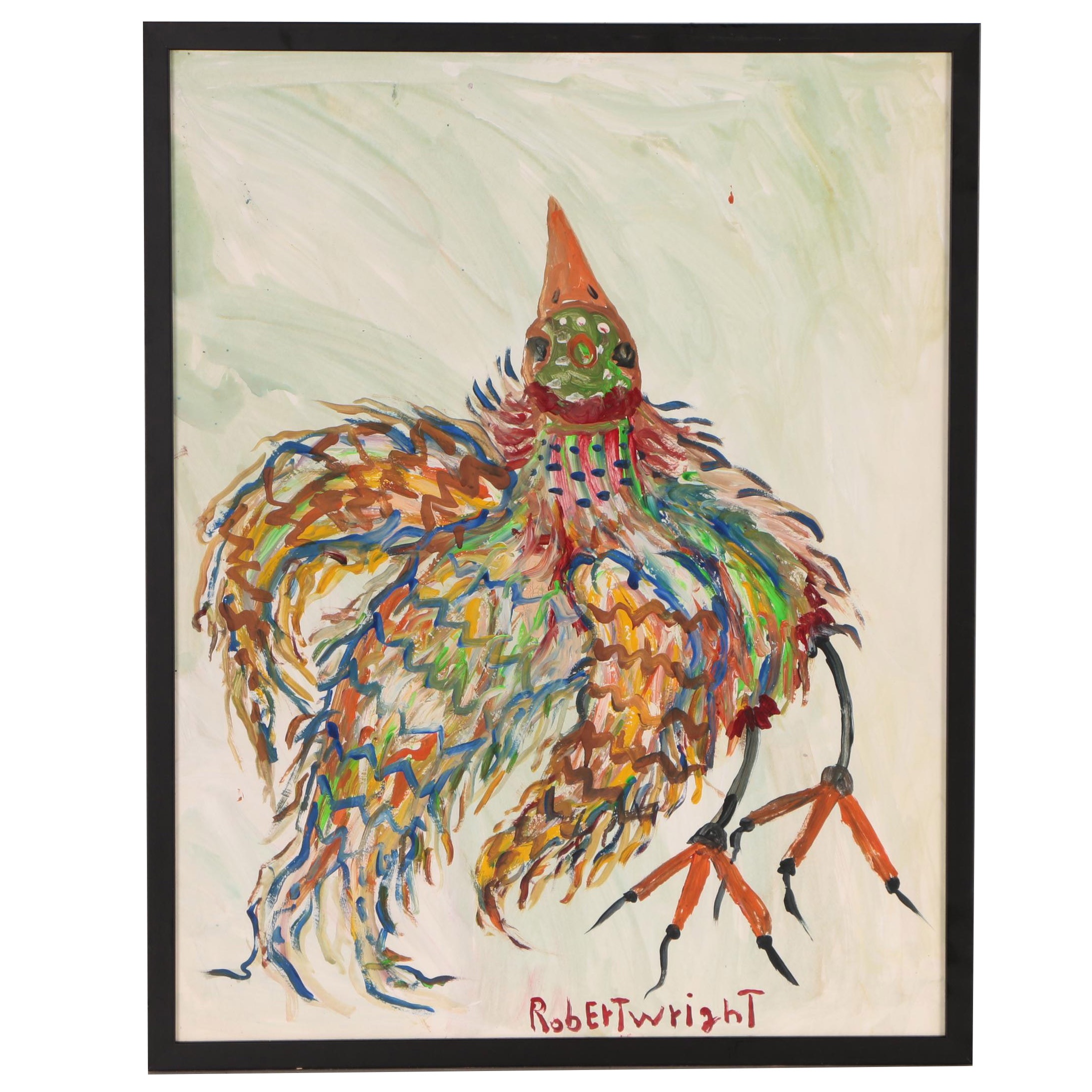 Jim Gary Phillips Folk Art Acrylic Painting "The New Bird" | EBTH