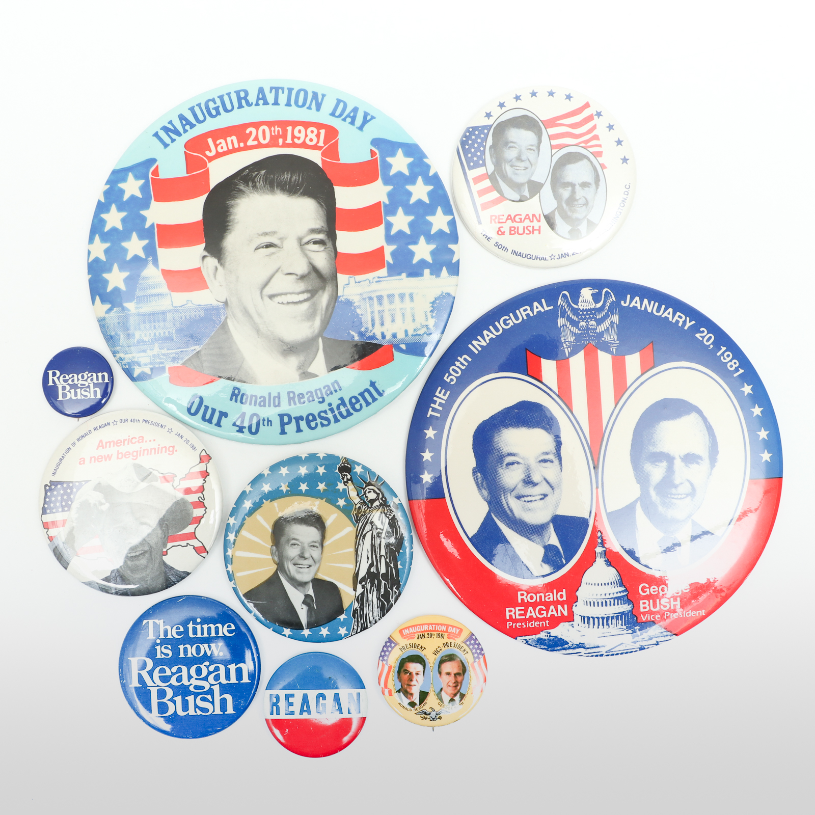 Ronald Reagan and George H. W. Bush Pinbacks, 1980s | EBTH