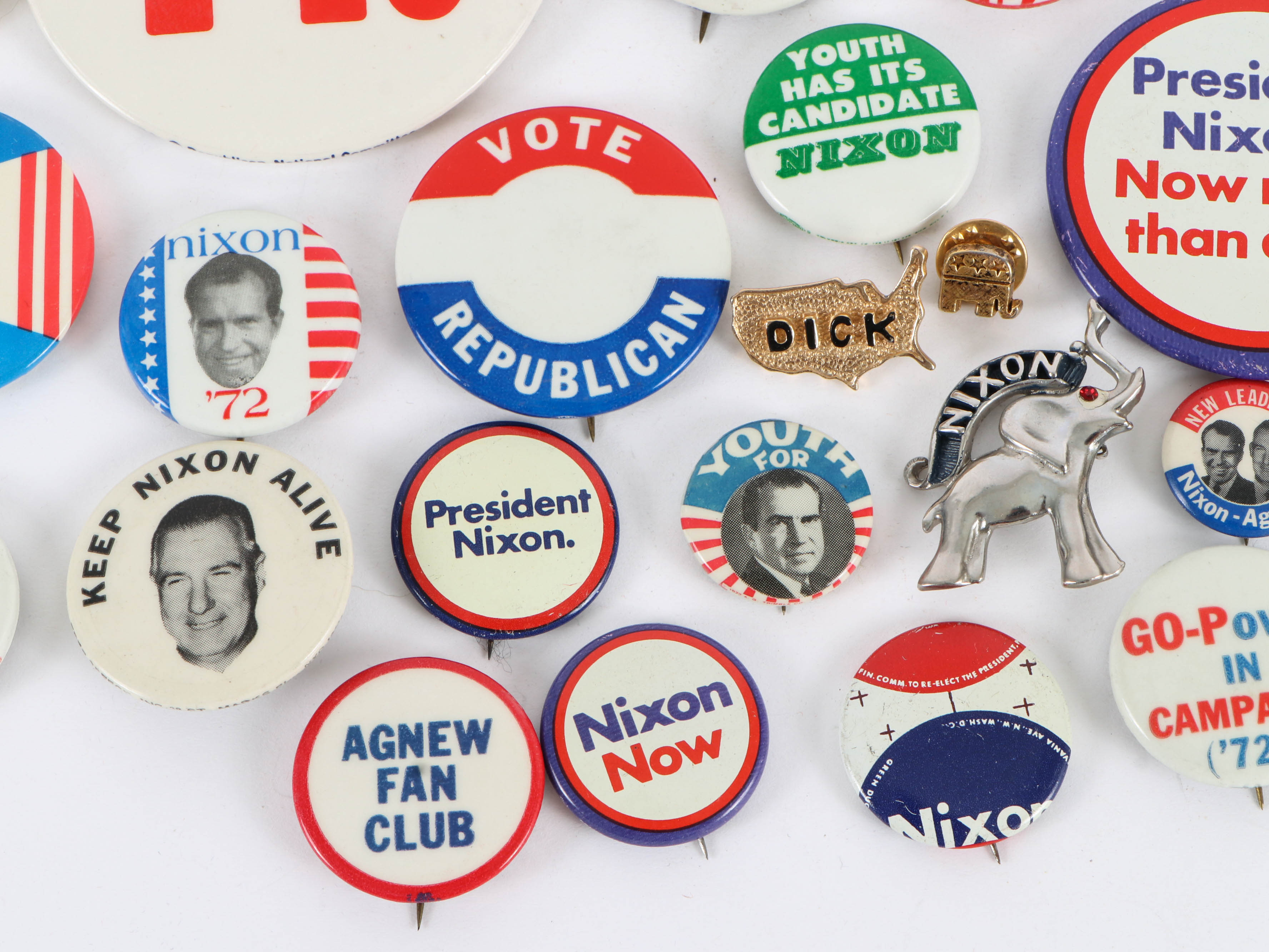Richard Nixon & Spiro Agnew Campaign Pinbacks and Lapel Pins, 1968-1972 ...