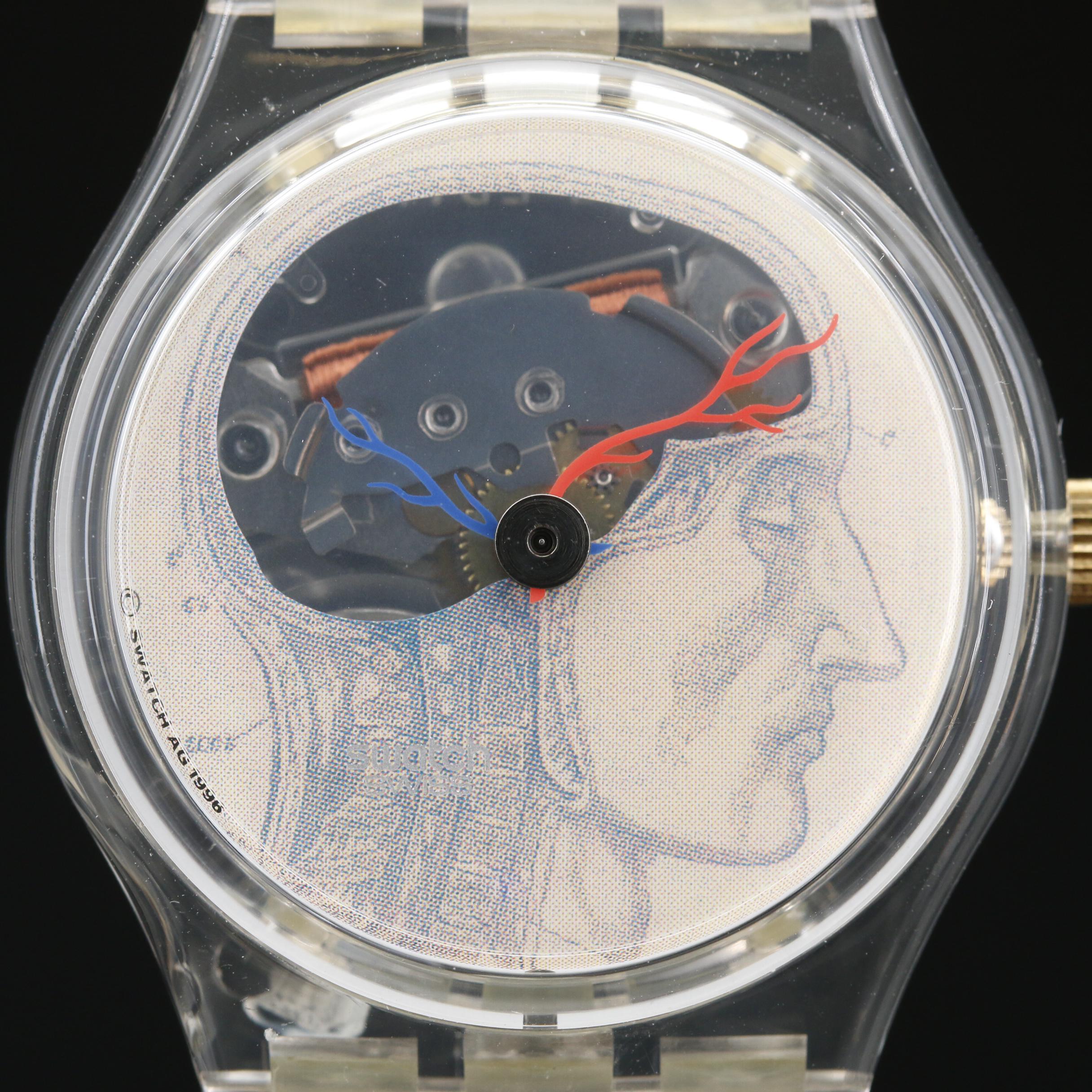 1997 Swatch "Ticking Brain" Plastic Quartz Wristwatch | EBTH